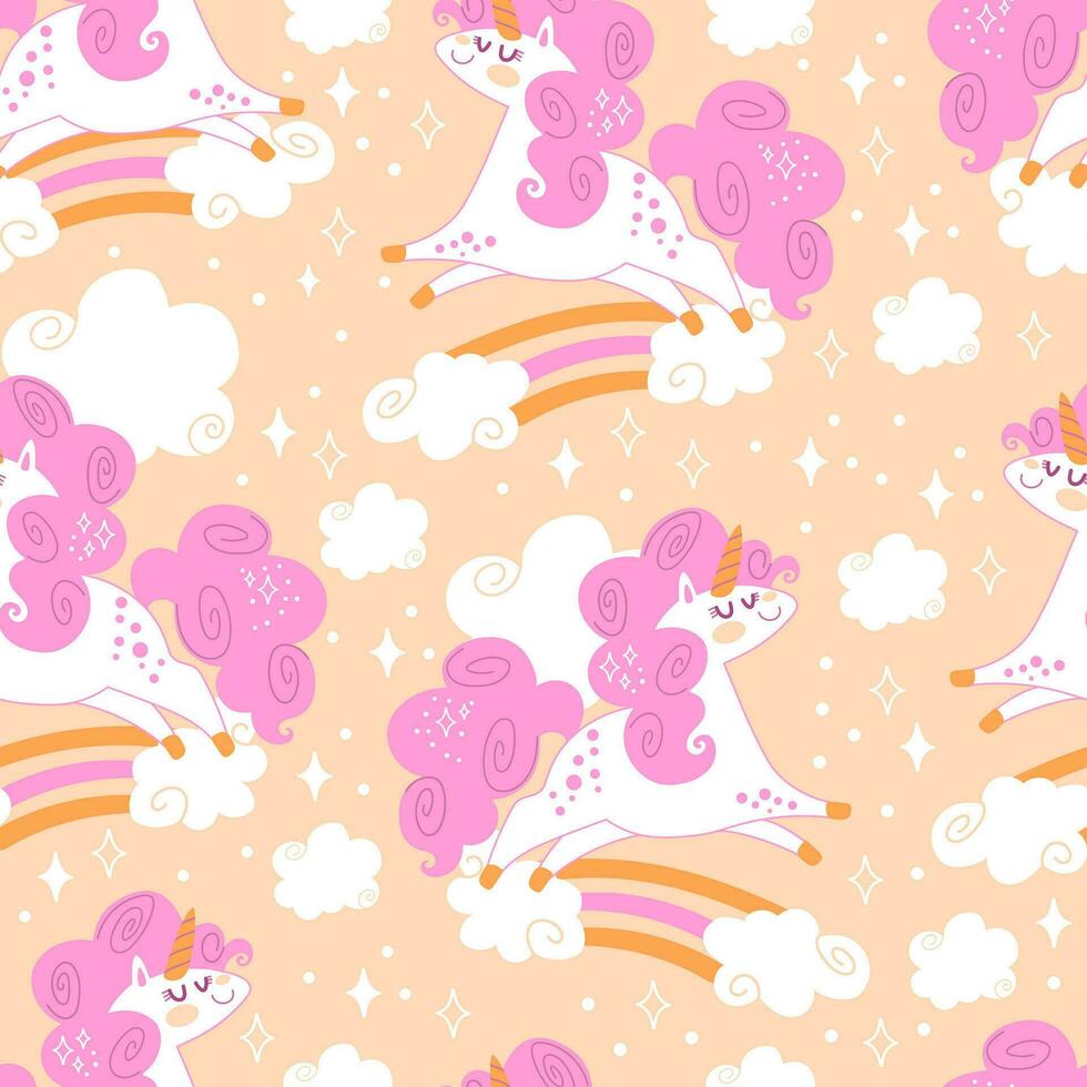 Seamless Pattern Unicorns Pink Main Vector Illustration 29460513 Vector