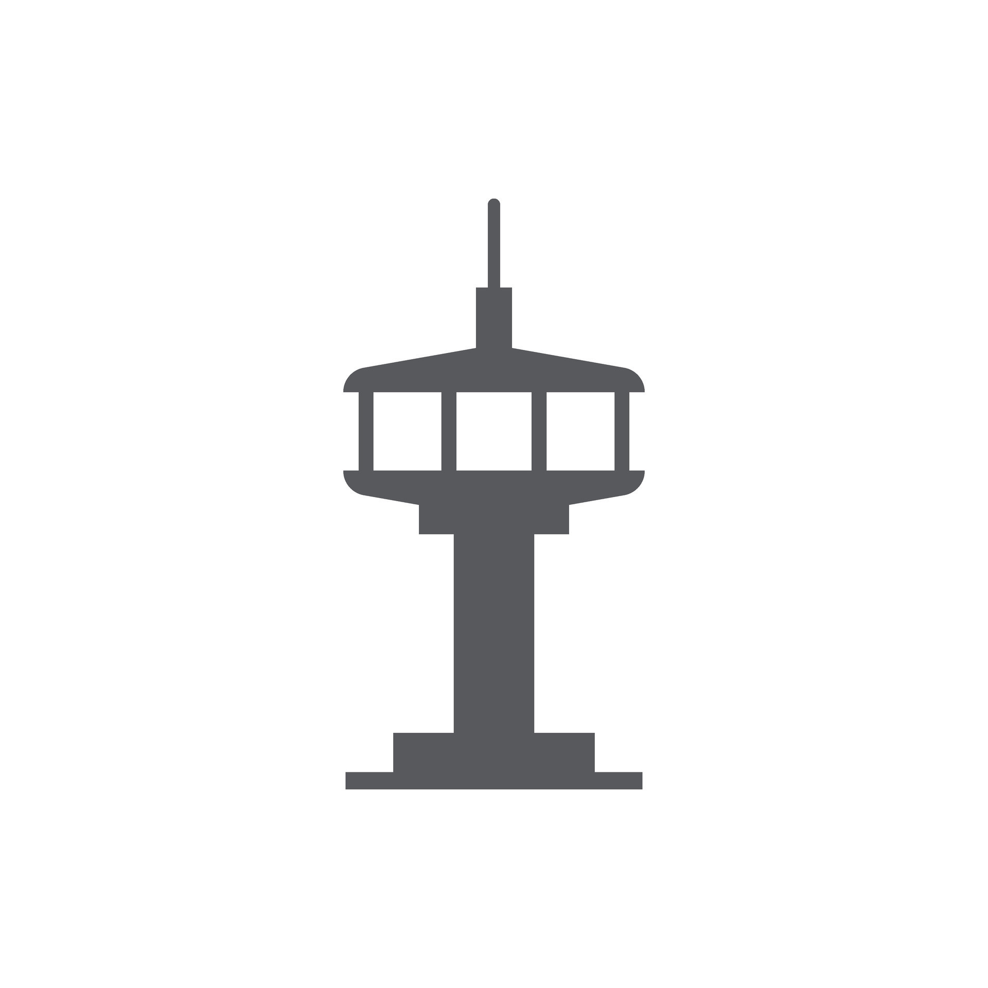 Flight Control Tower Icon In Flat Style Navigation Monitor Vector