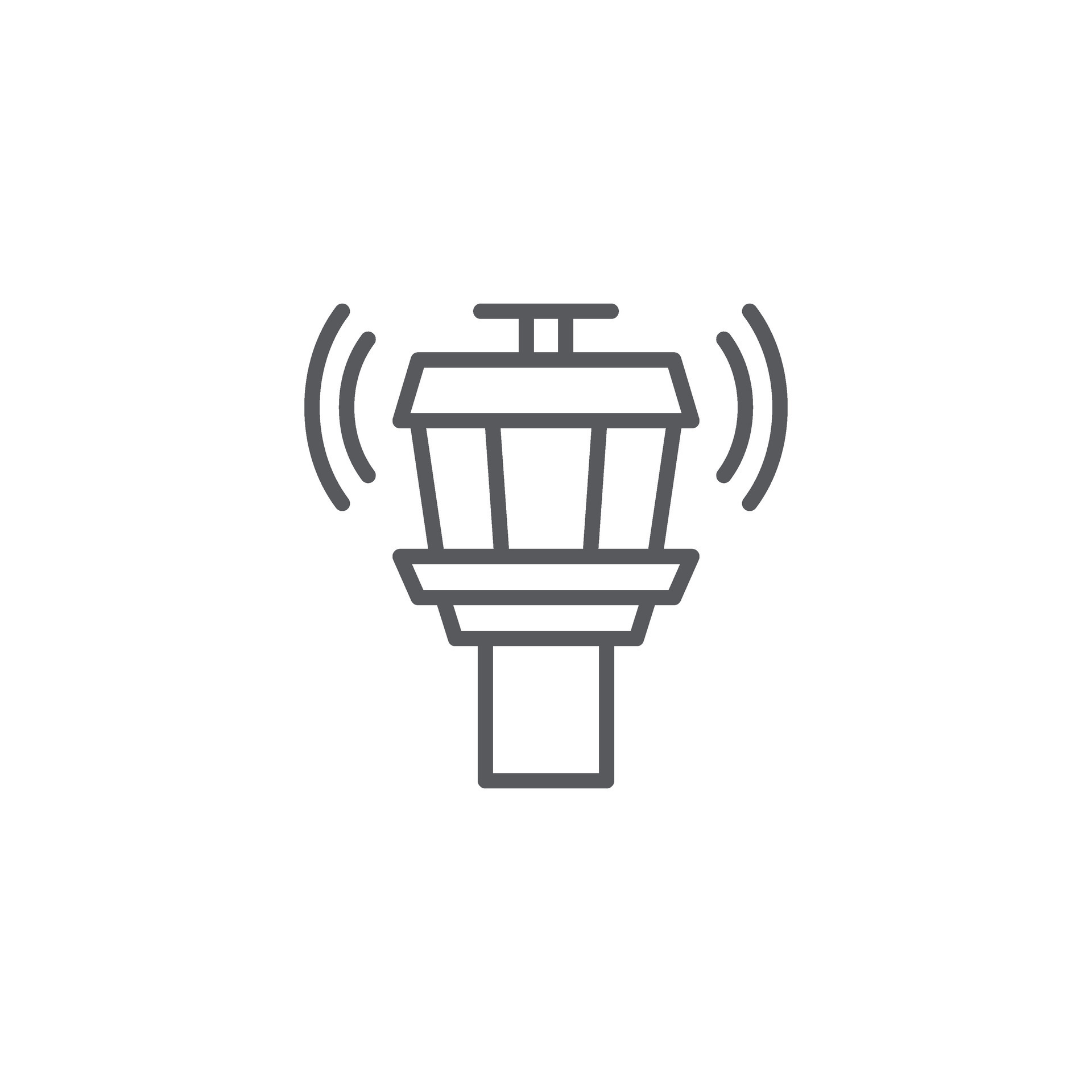 Flight Control Tower Icon In Flat Style Navigation Monitor Vector