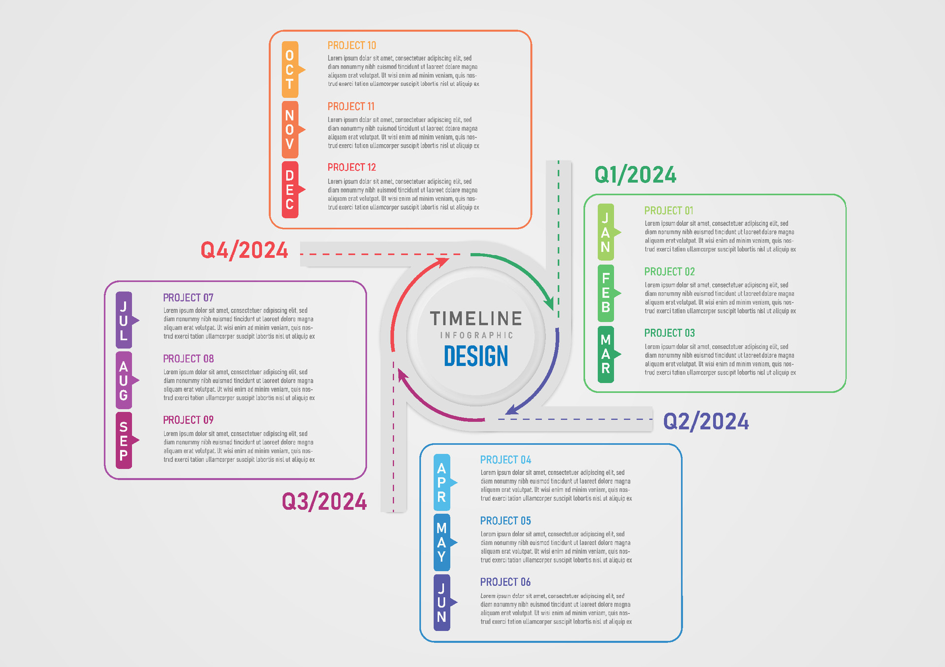 4 quarter timeline infographic. Gray circle road with directional arrow ... 4 quarter timeline infographic. Gray circle road with directional arrow ...