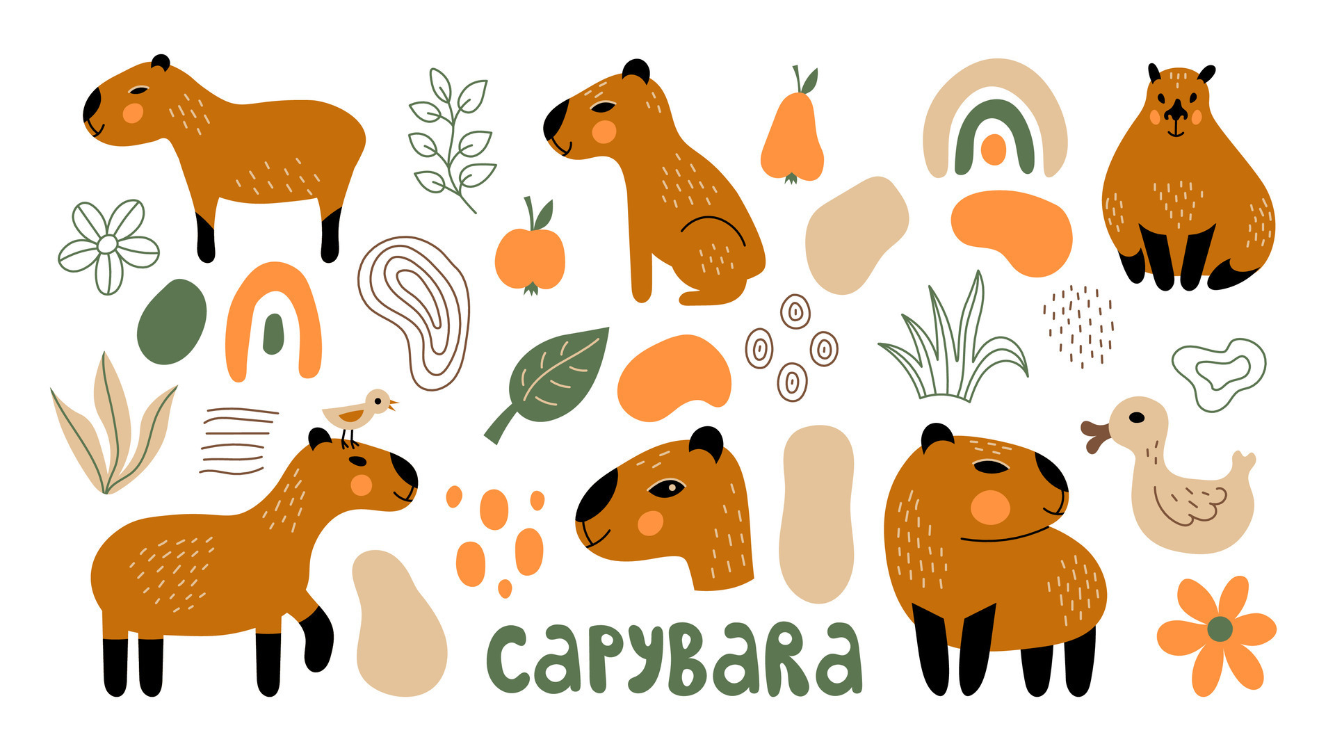 Cute capybara vector set 29466563 Vector Art at Vecteezy Cute capybara vector set 29466563 Vector Art at Vecteezy