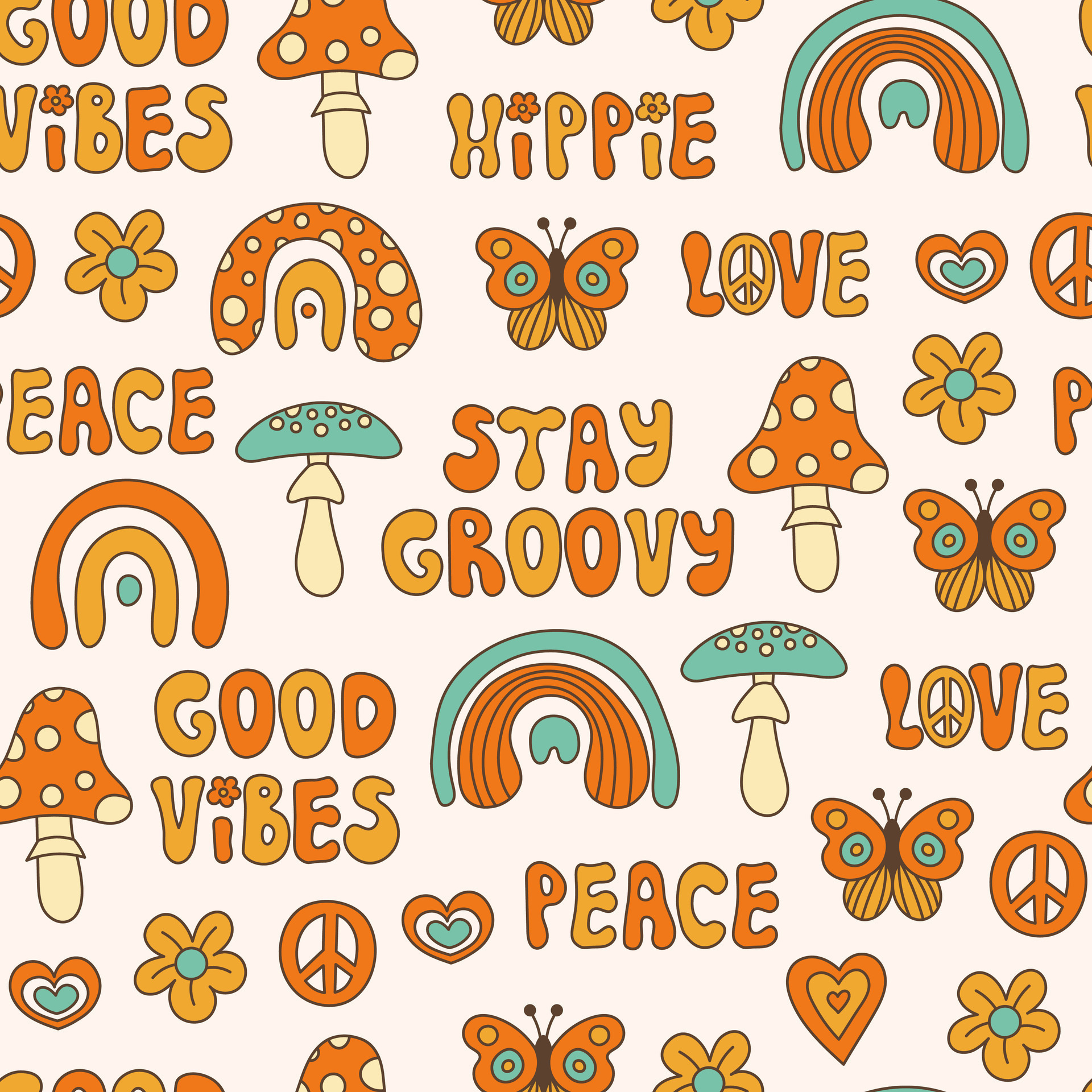 Groovy seamless pattern 60s style 29466568 Vector Art at Vecteezy