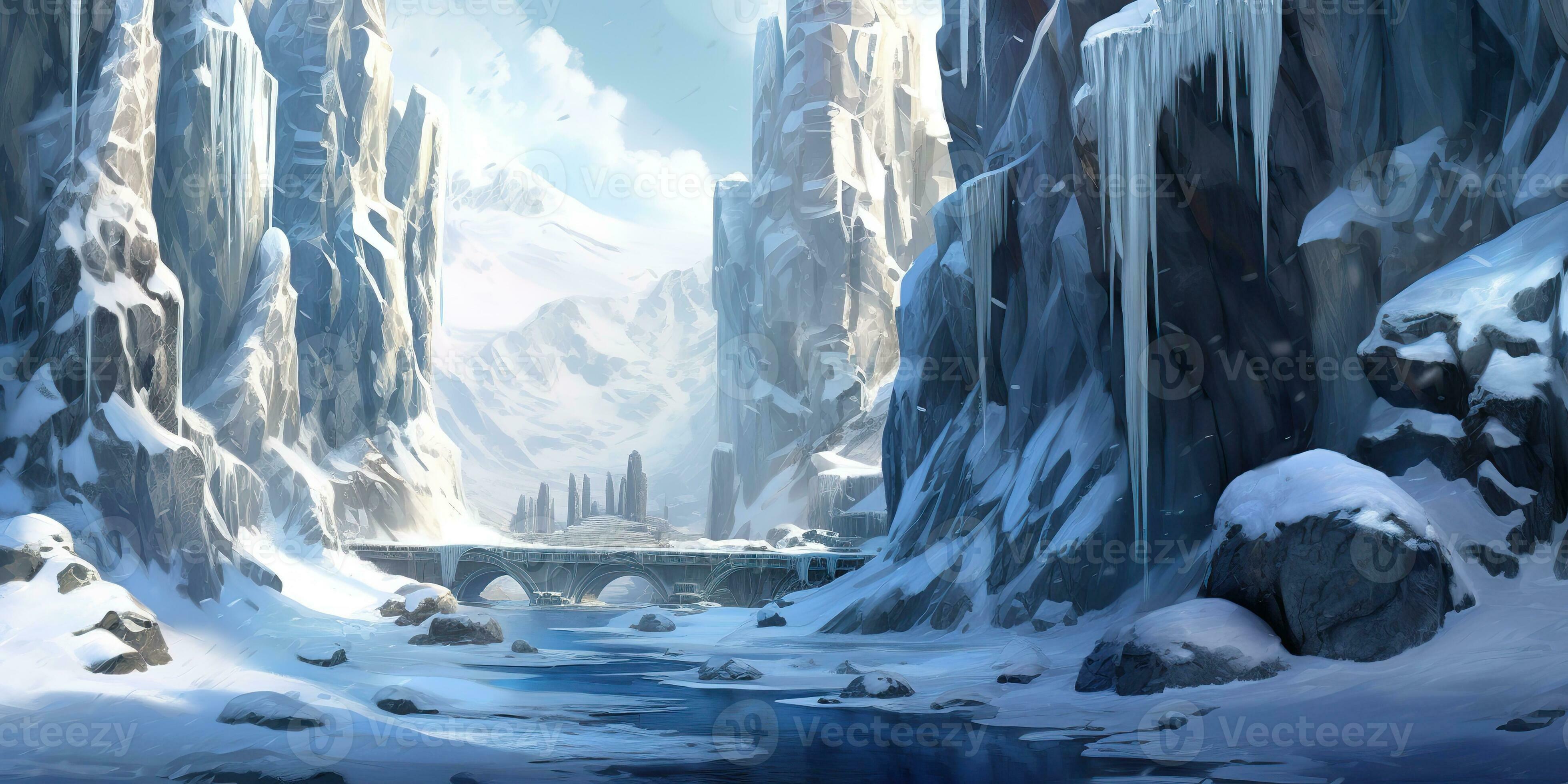 AI Generated. AI Generative. Winter snow ice nature outdoor frozen ...