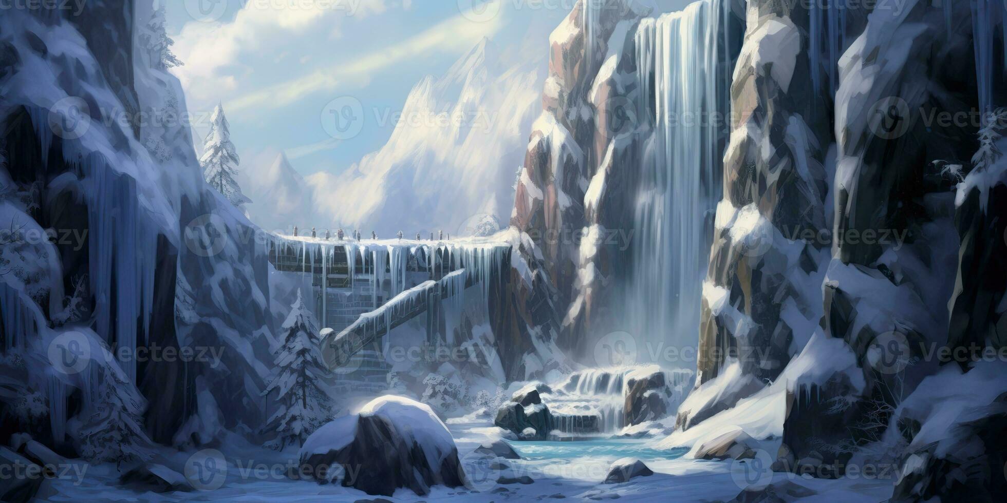 AI Generated. AI Generative. Winter snow ice nature outdoor frozen ...