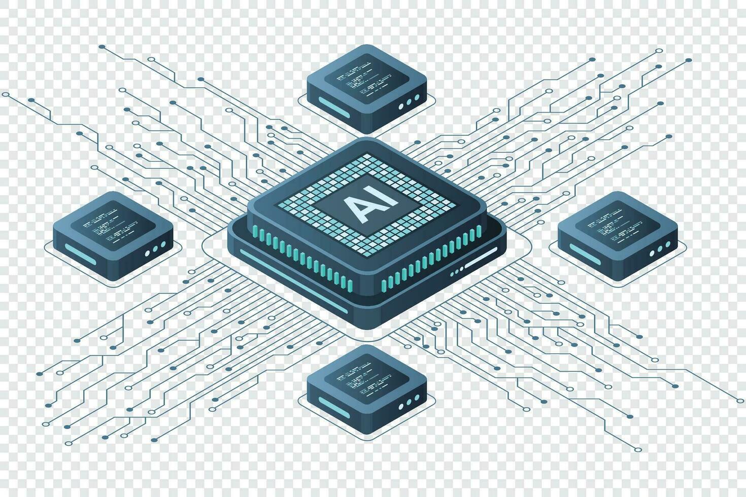 Isometric artificial intelligence chip concept. Artificial intelligence ... Isometric artificial intelligence chip concept. Artificial intelligence ...