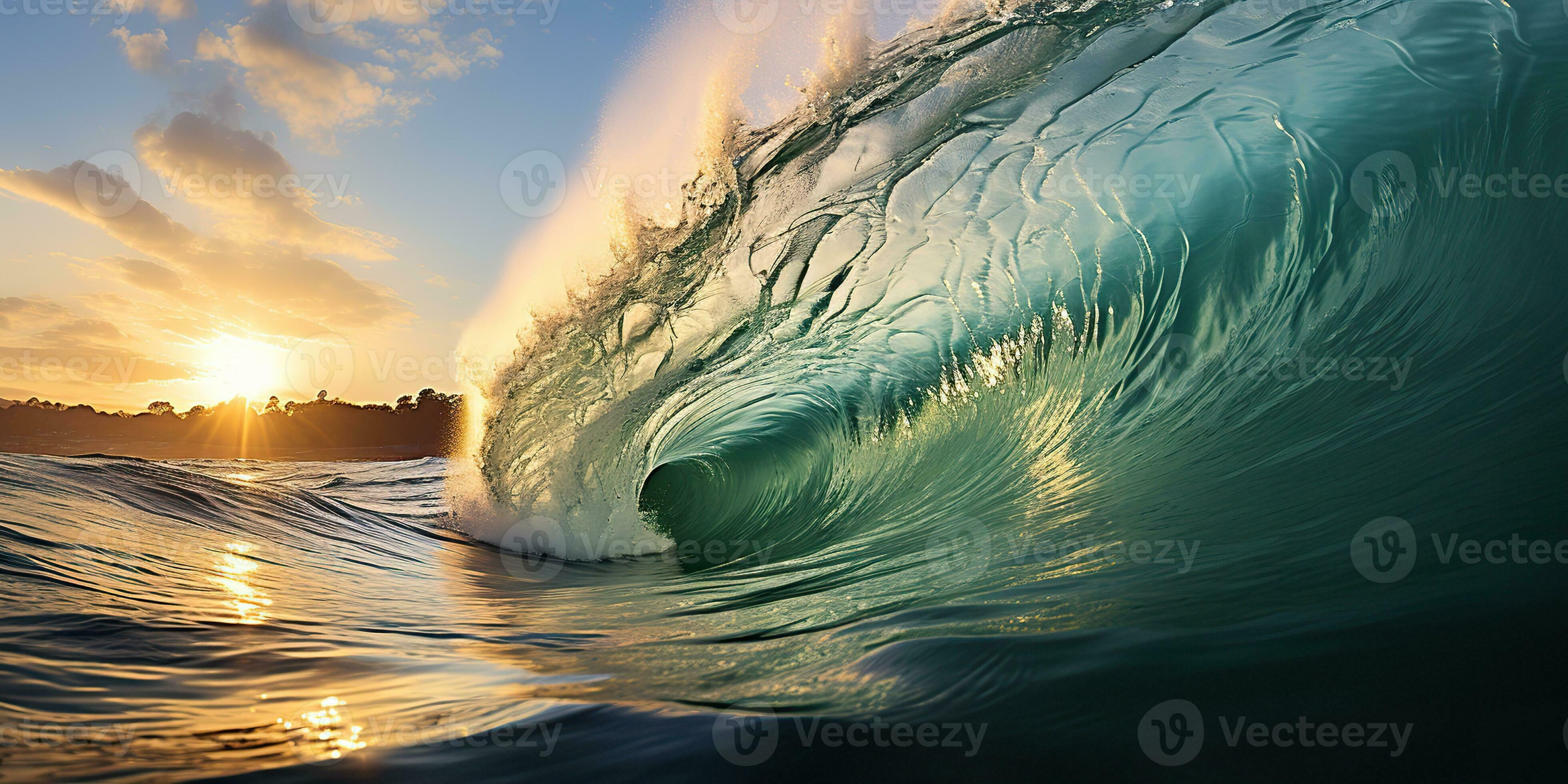 AI Generated. AI Generative. Big sea ocean wave surfing background ...