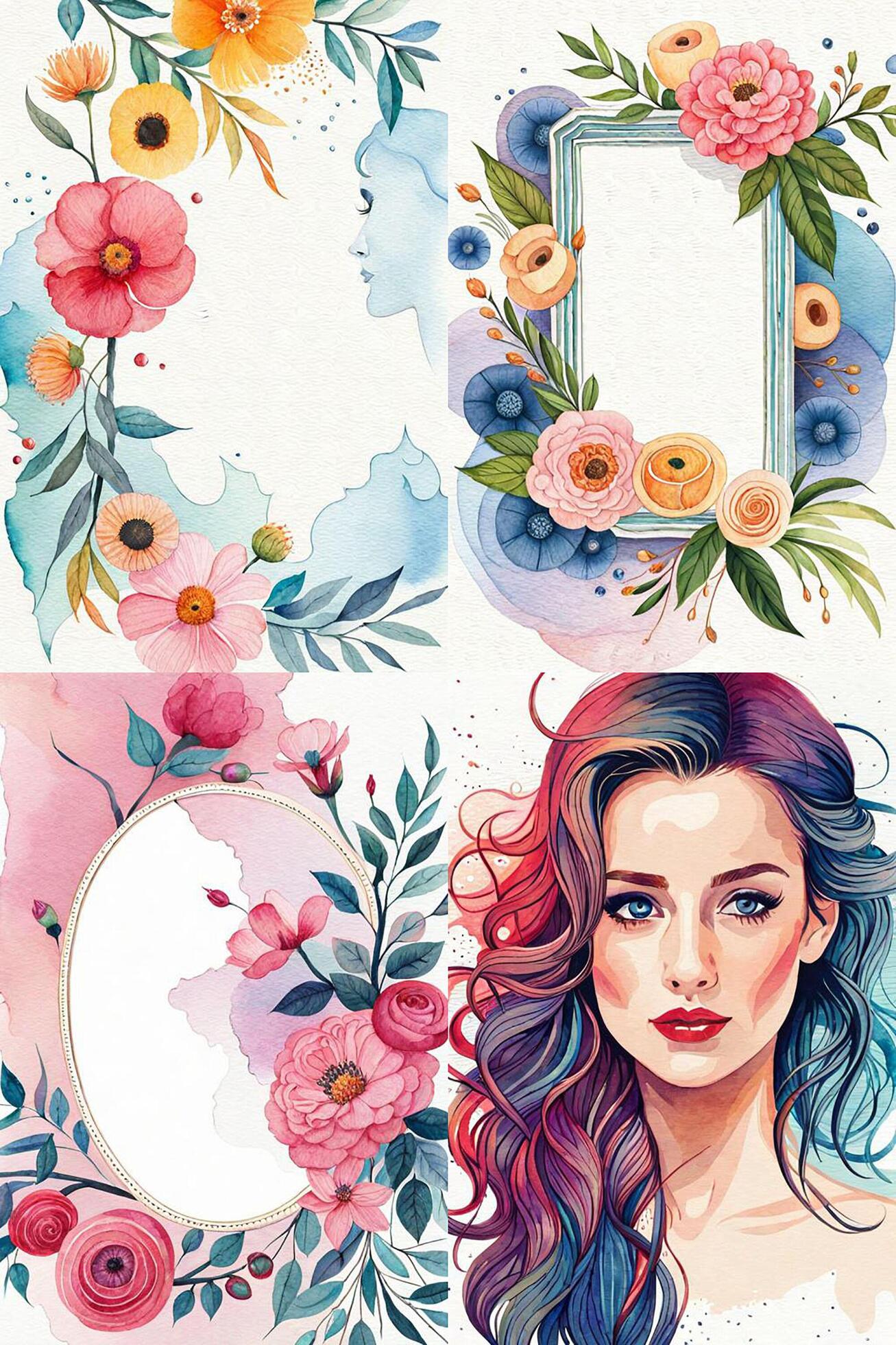 Watercolor Hand Drawn Floral Wedding Invitation Card Template Ai