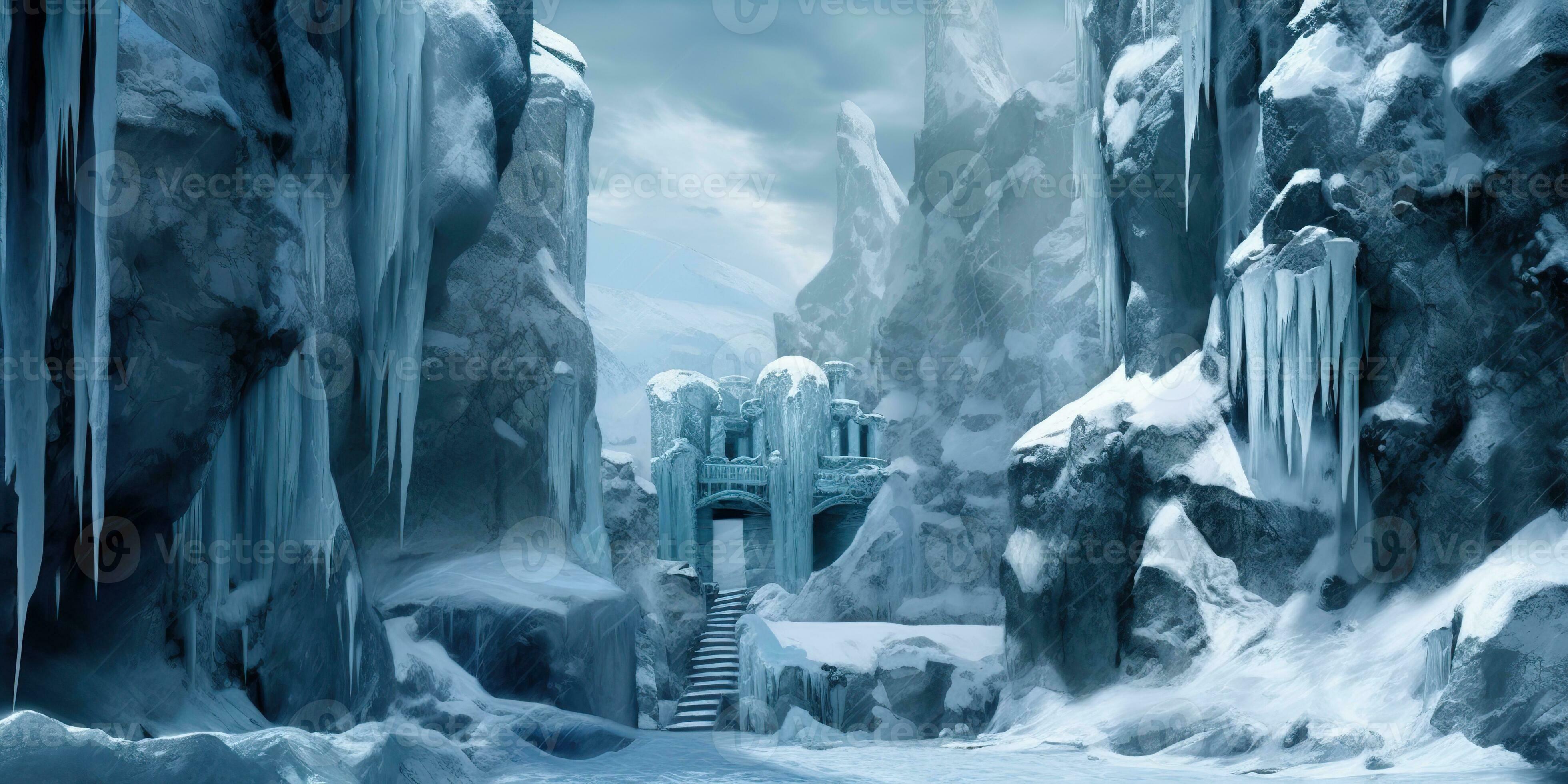 AI Generated. AI Generative. Winter snow ice nature outdoor frozen ...