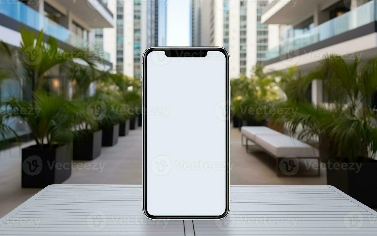 A hand holding a smartphone with a blank white screen, Generative Ai ...