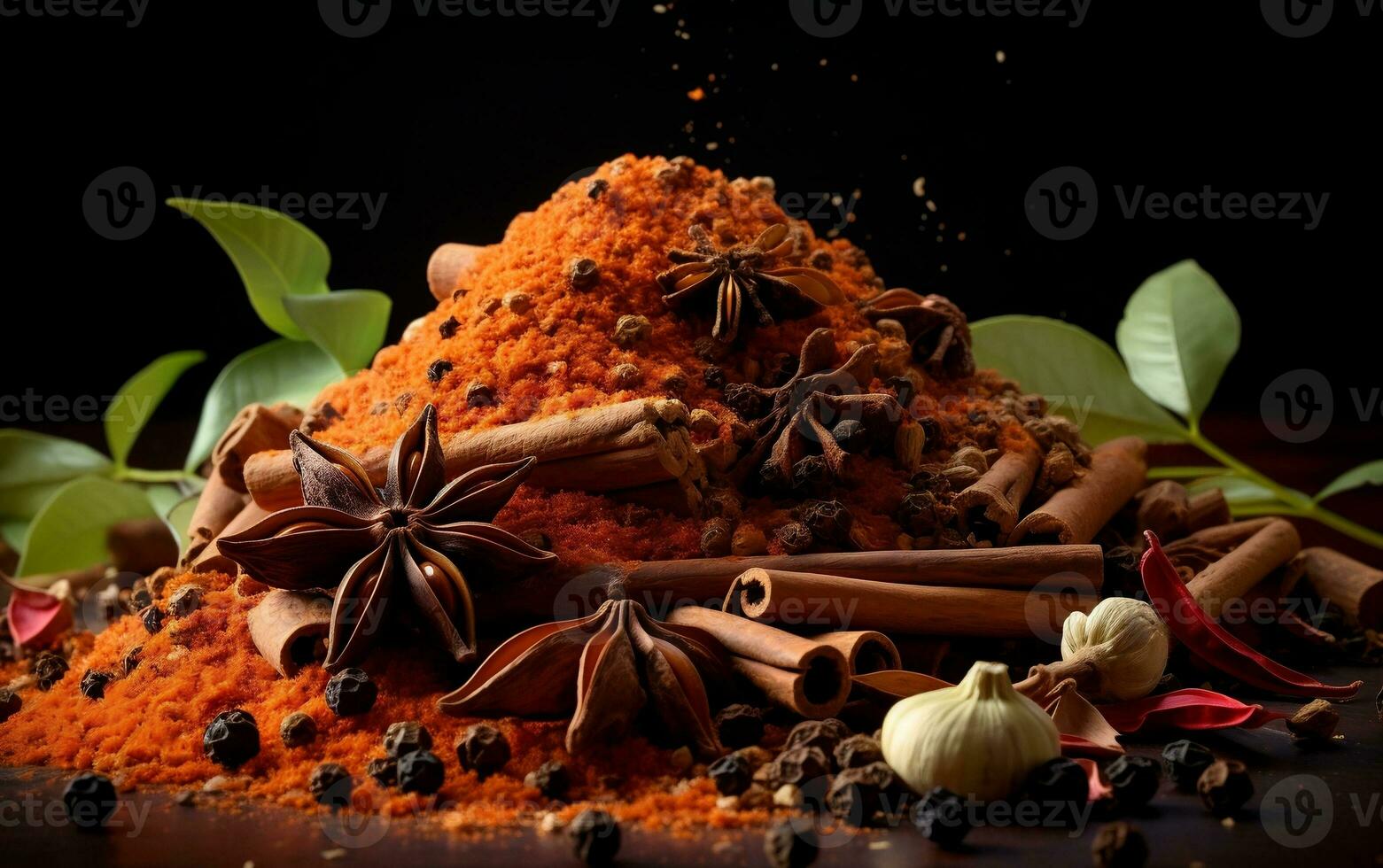 Vibrant and minimalist depiction of garam masala spice, Generative Ai ...