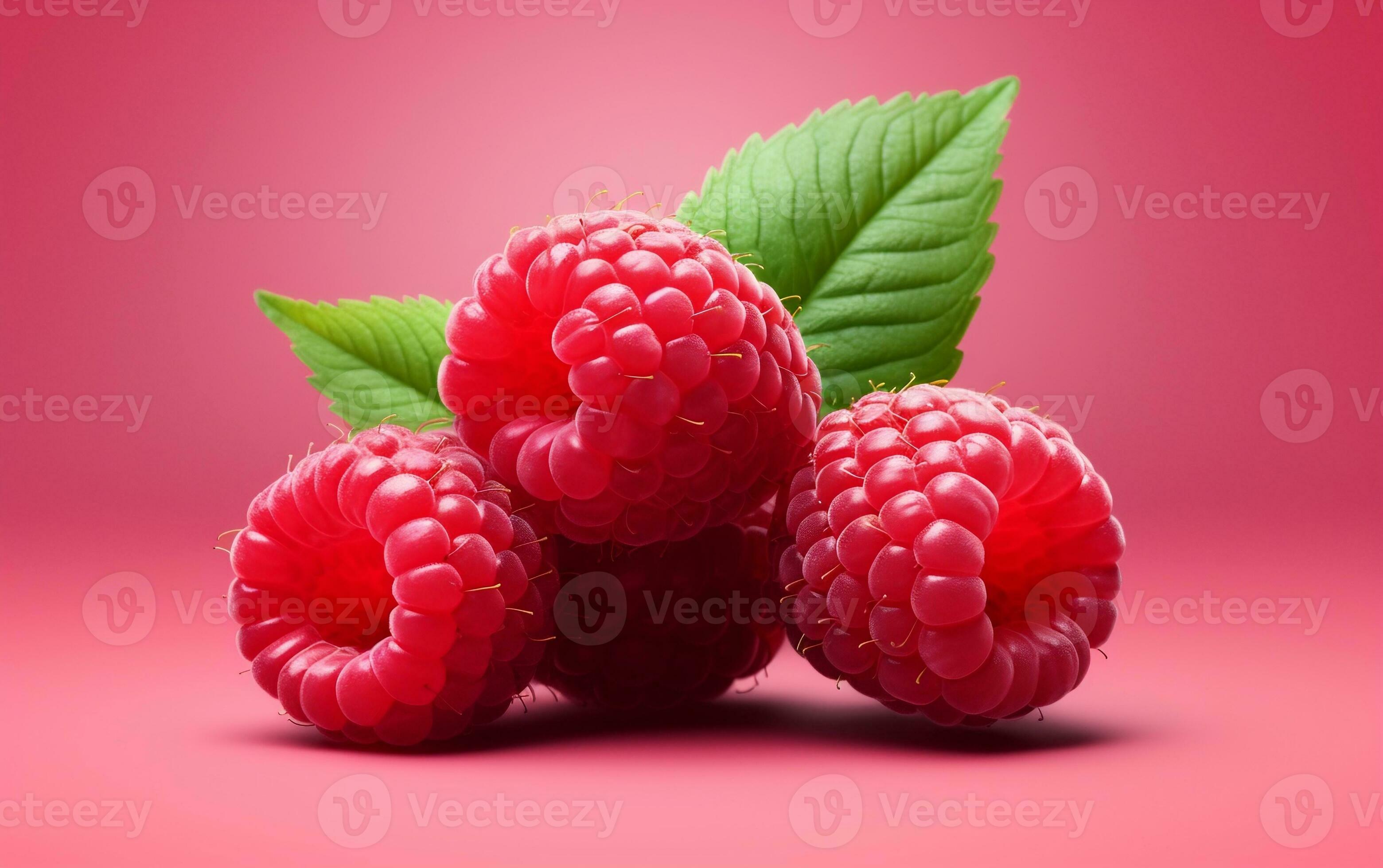 Vibrant and minimalist depiction of realistic raspberries, Generative ...