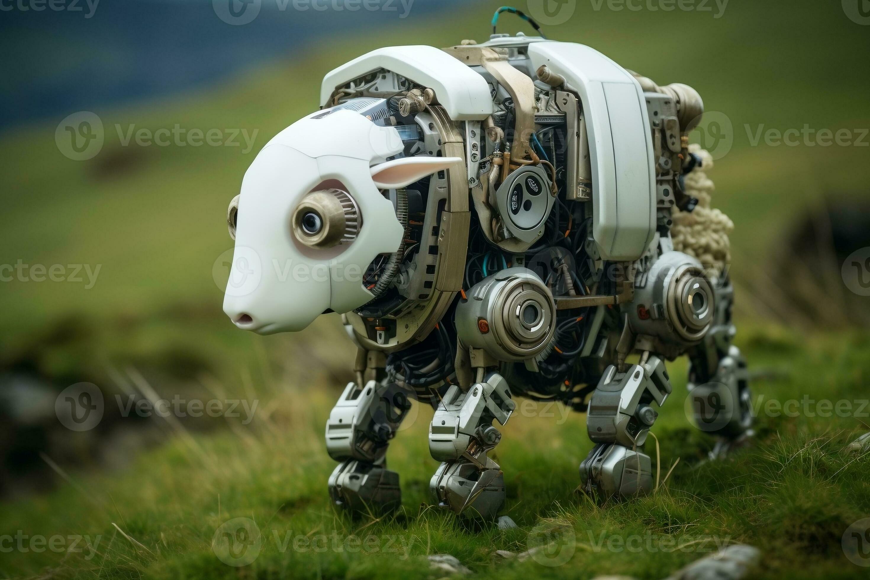 Nature's Mechanical Companions - Robot Sheep in the Wild. Generative by Ai 29506100 Stock Photo ...