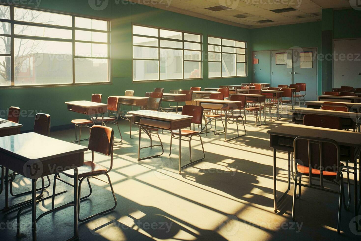 Empty School Class in Sunshine. Generative By Ai 29507808 Stock Photo at Vecteezy