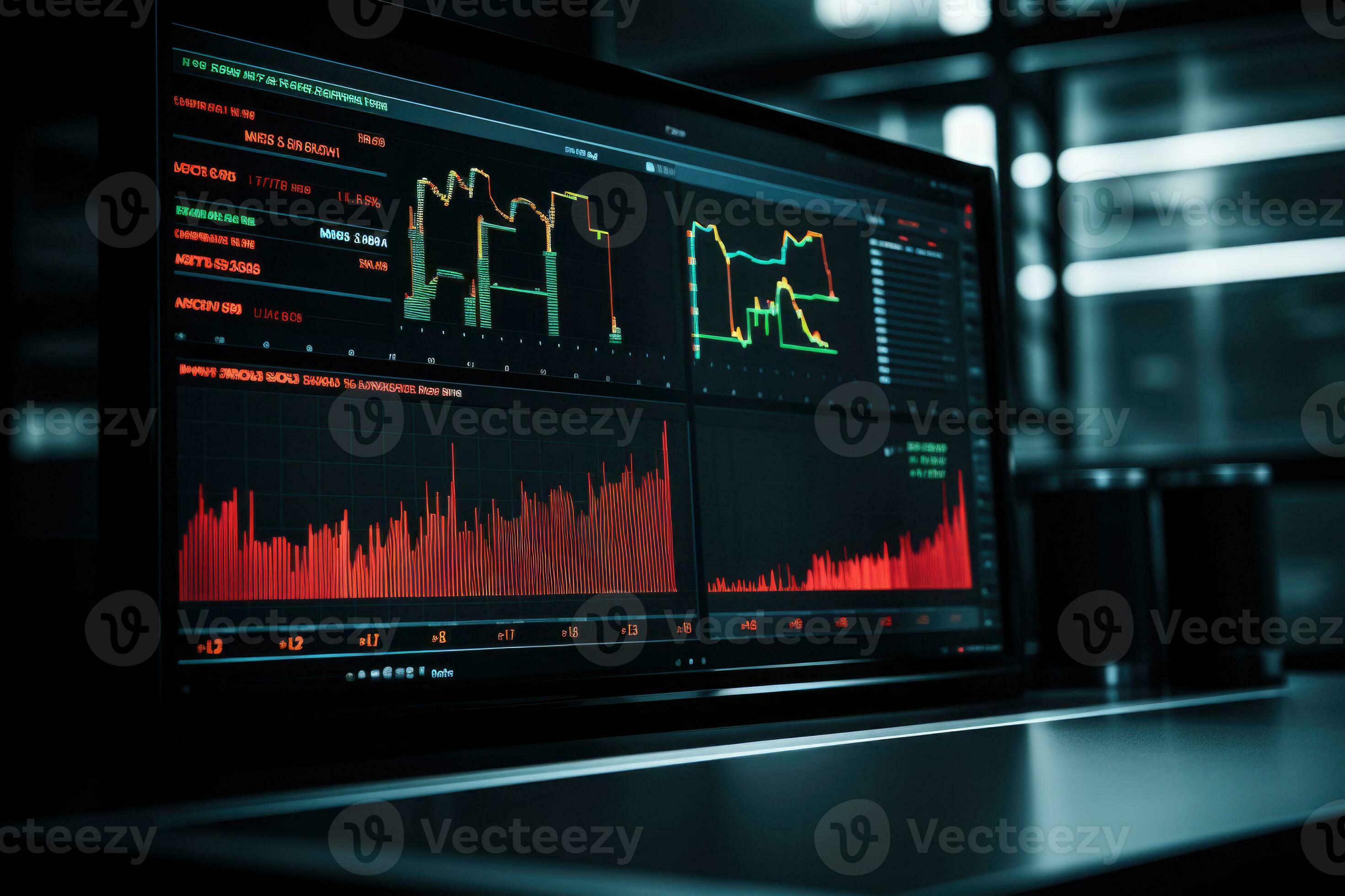 Data science. Scientist computing, analysing and visualizing complex data set on computer. AI ...