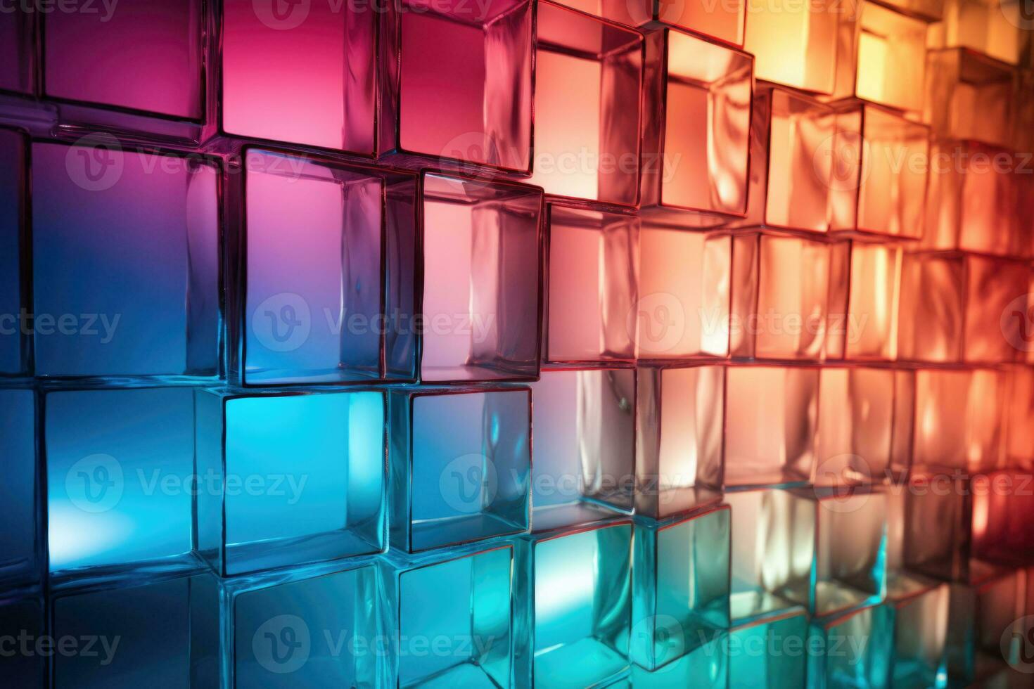 Colorful glass block wall texture. Shiny transparent thick glass tiles with seams background ...