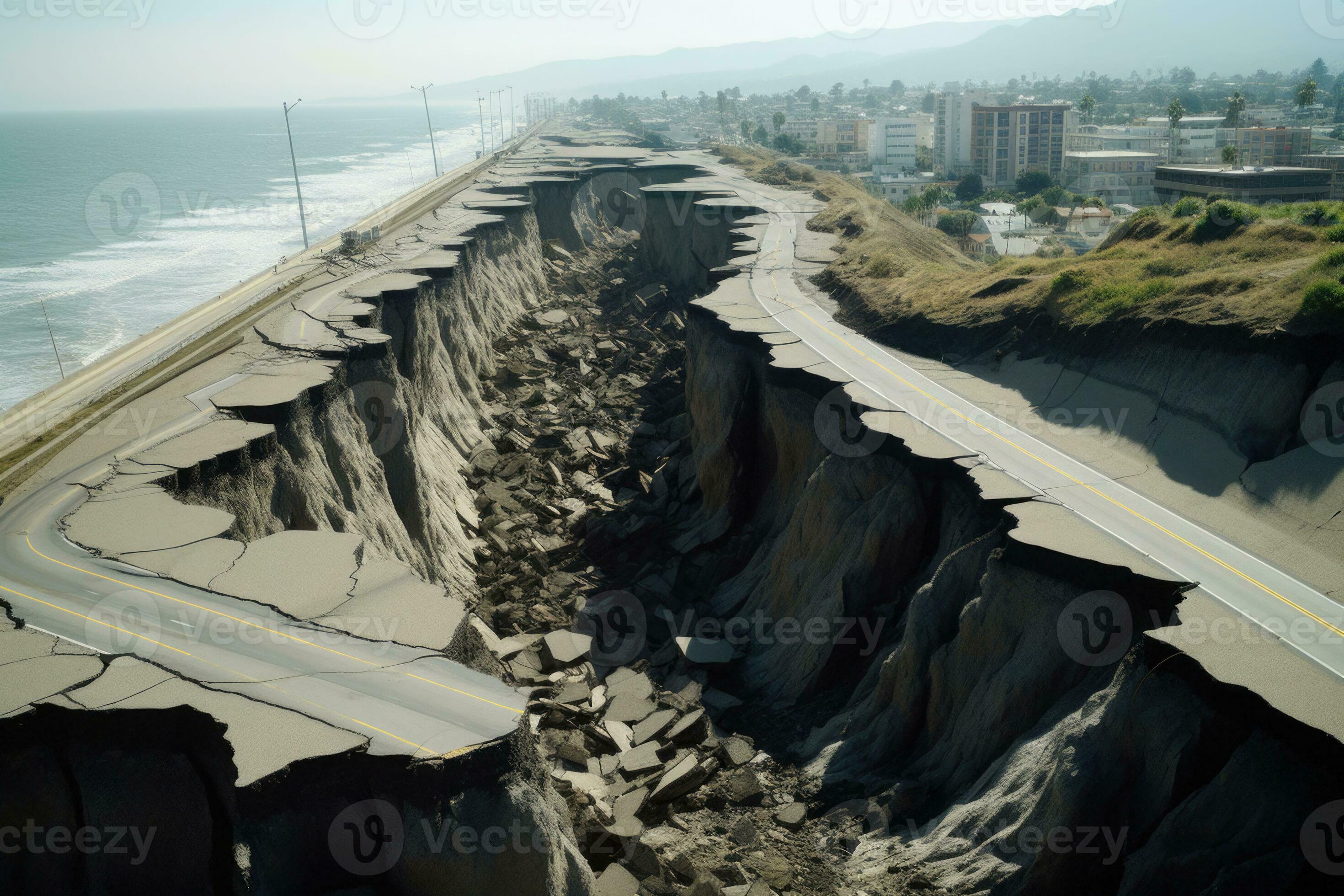 Land cracking after an earthquake. Generative AI 29512030 Stock Photo ... Land cracking after an earthquake. Generative AI 29512030 Stock Photo ...
