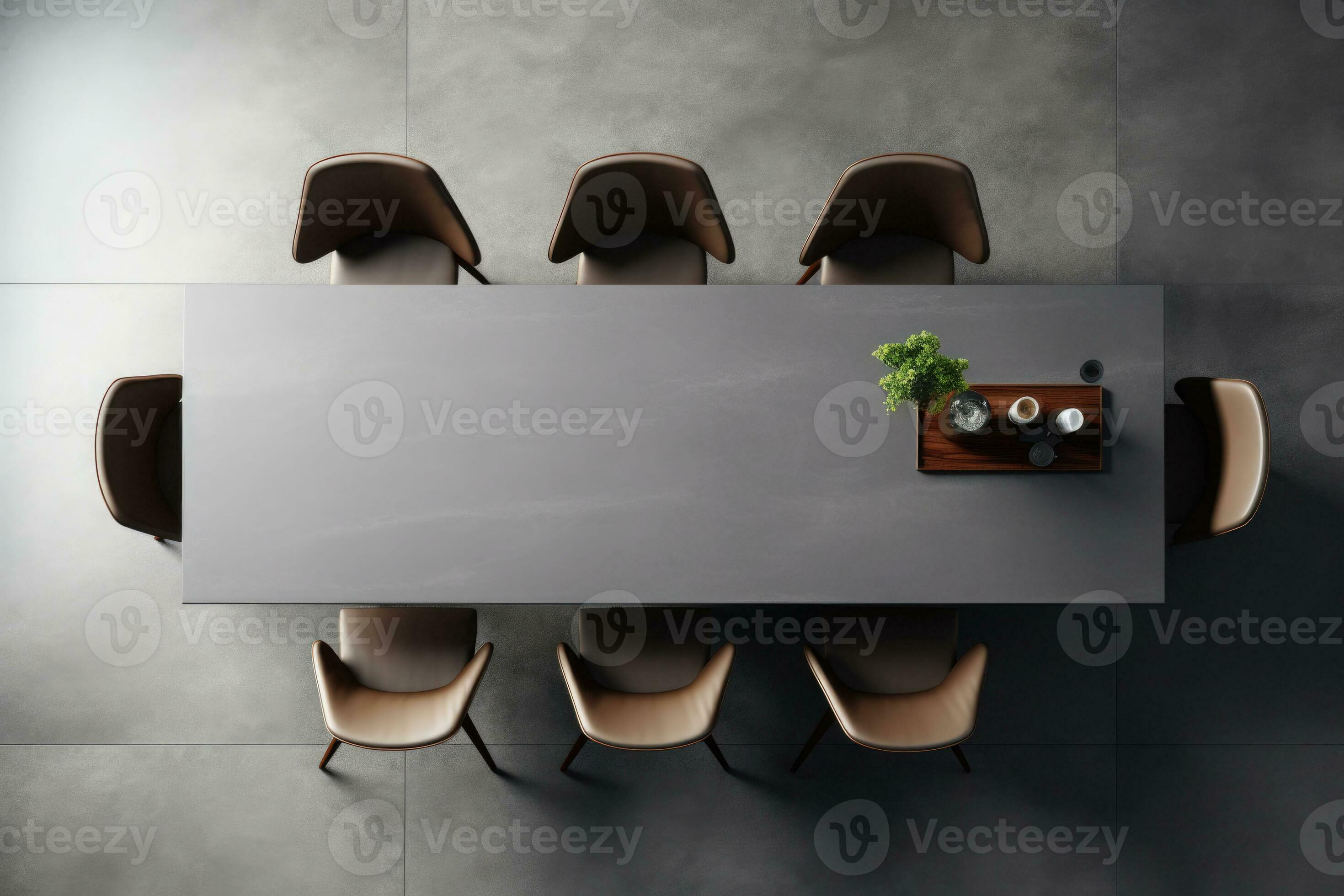 Top view of the dining table with chairs in gray colors. Generative AI 29512101 Stock Photo at ...