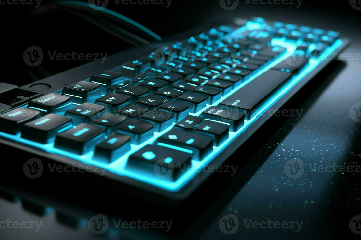 Computer Keyboard With Colorful Neon Lights On Dark Background 3d Rendering Ai Generated Pro