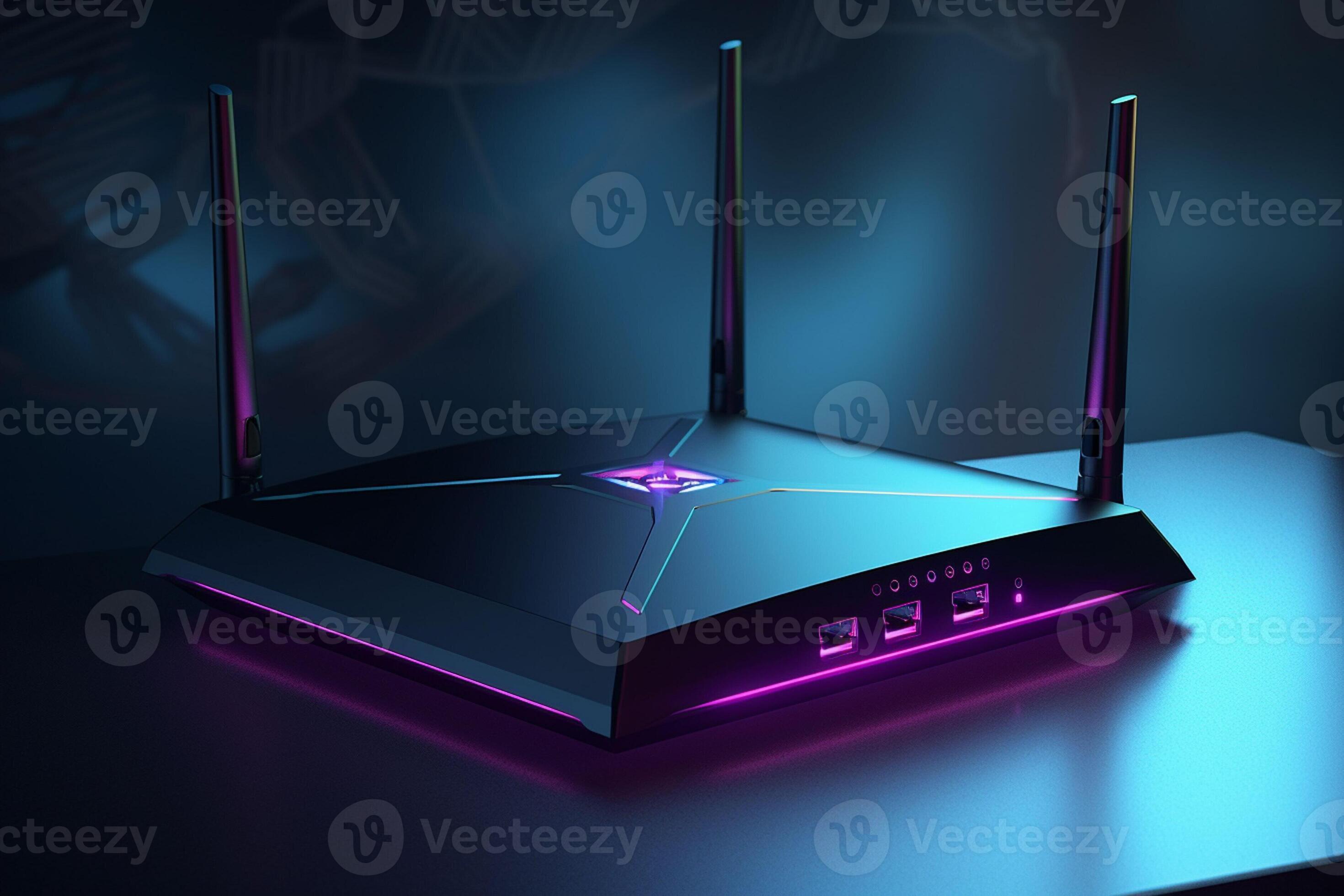 3d rendering of a wireless router on a dark background. High resolution image. ai generated pro ...