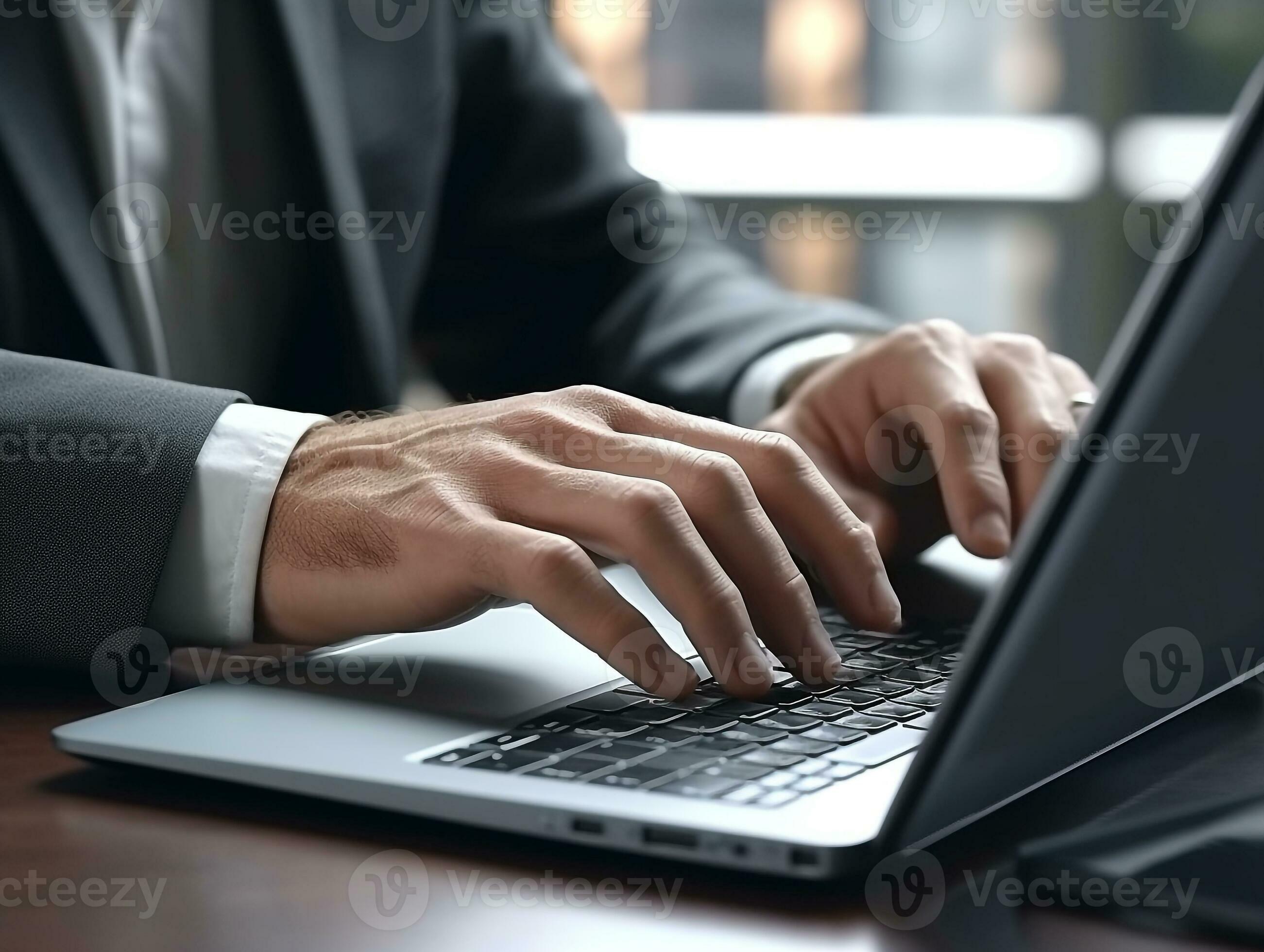 Businessman using computer notebook on office,business communication ...