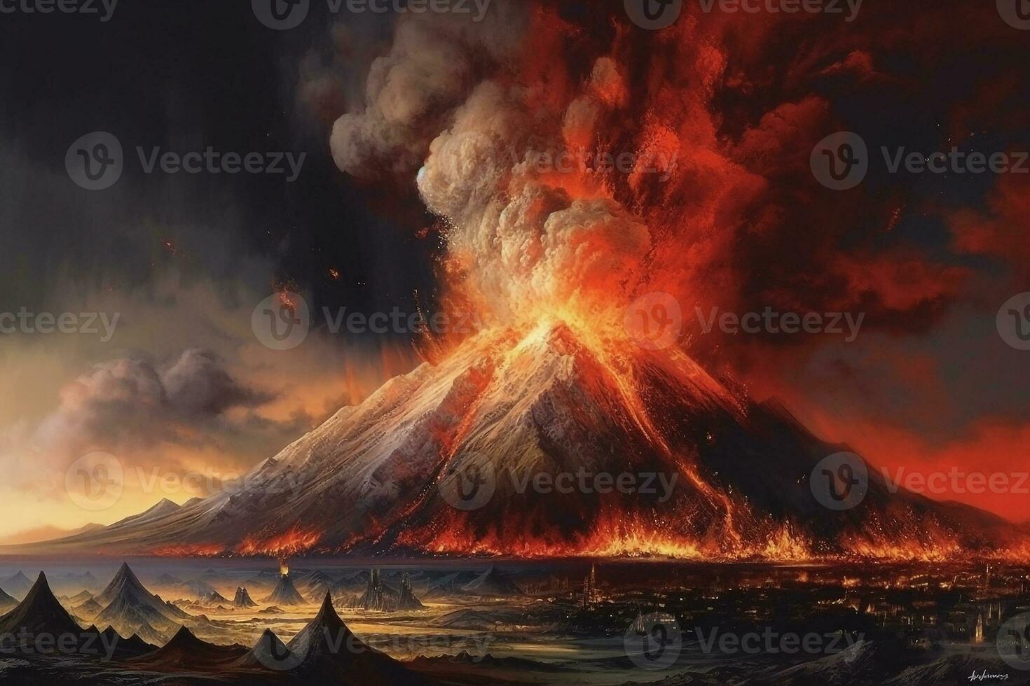 Beautiful landscape volcano eruption.Generative Ai. 29554038 Stock ...