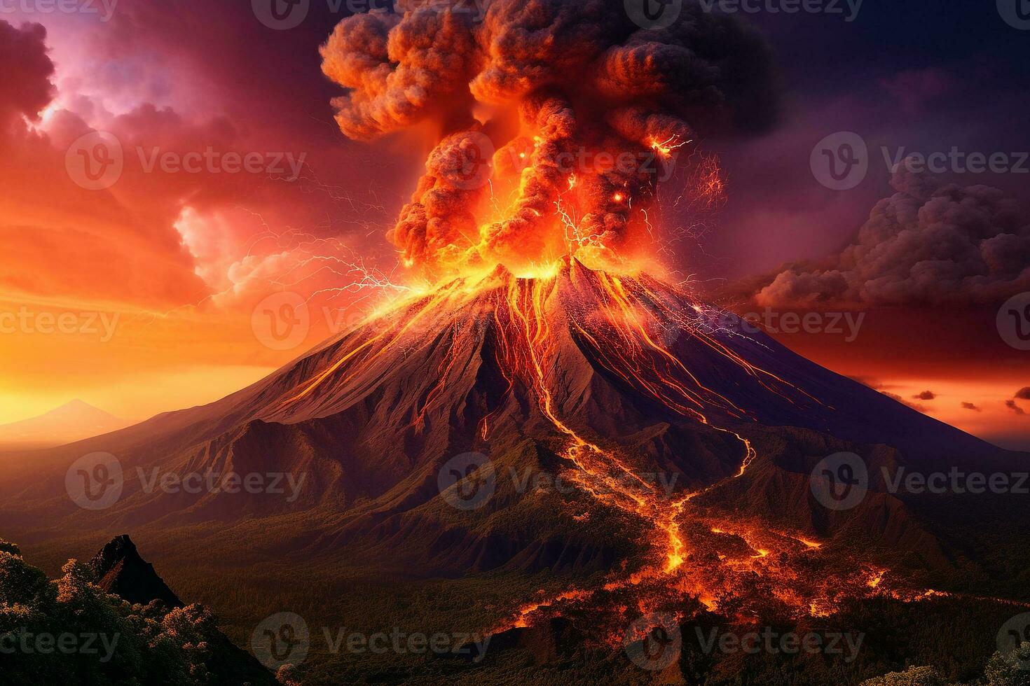 Beautiful landscape volcano eruption.Generative Ai. 29554042 Stock ...