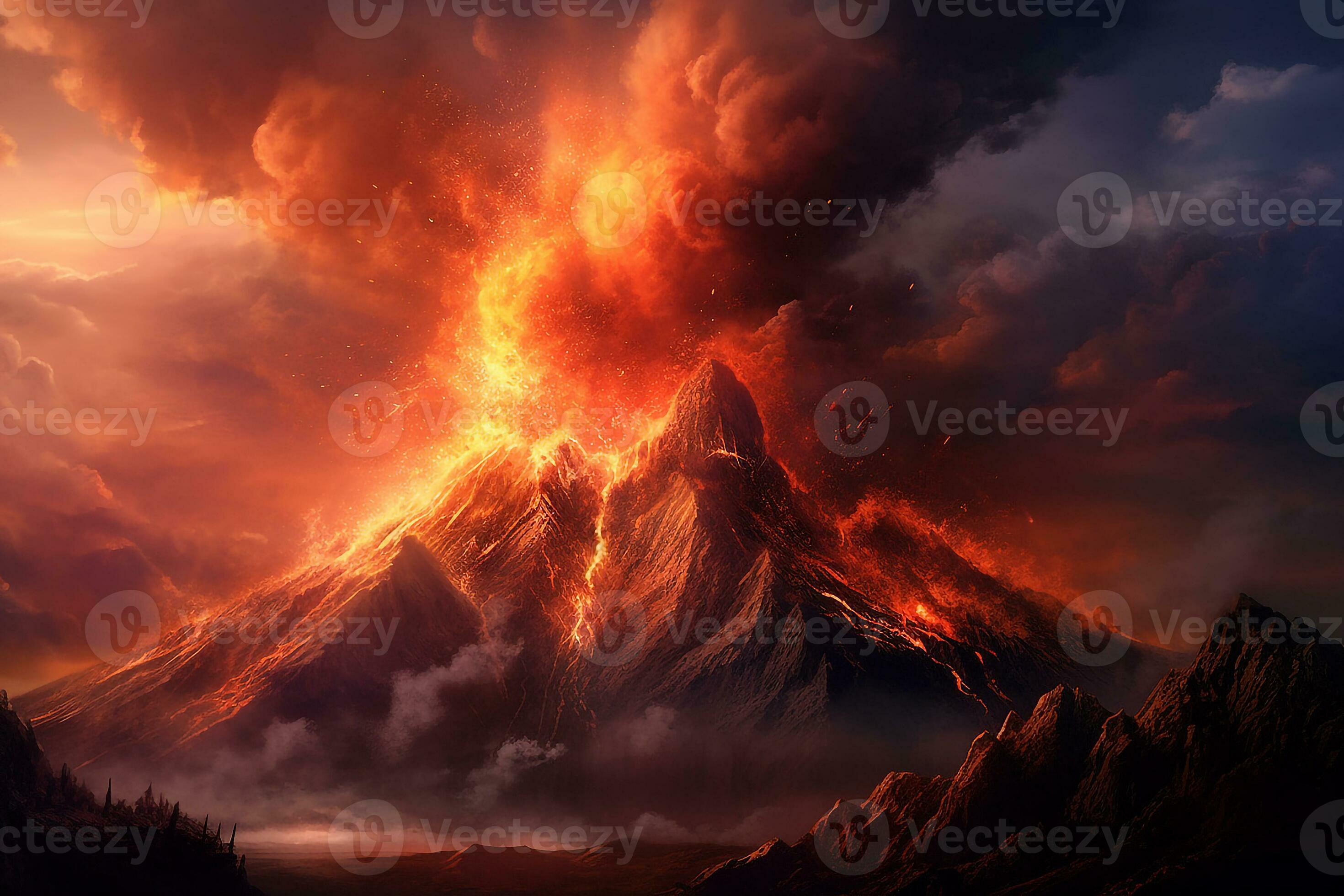 Beautiful landscape volcano eruption.Generative Ai. 29554052 Stock ...