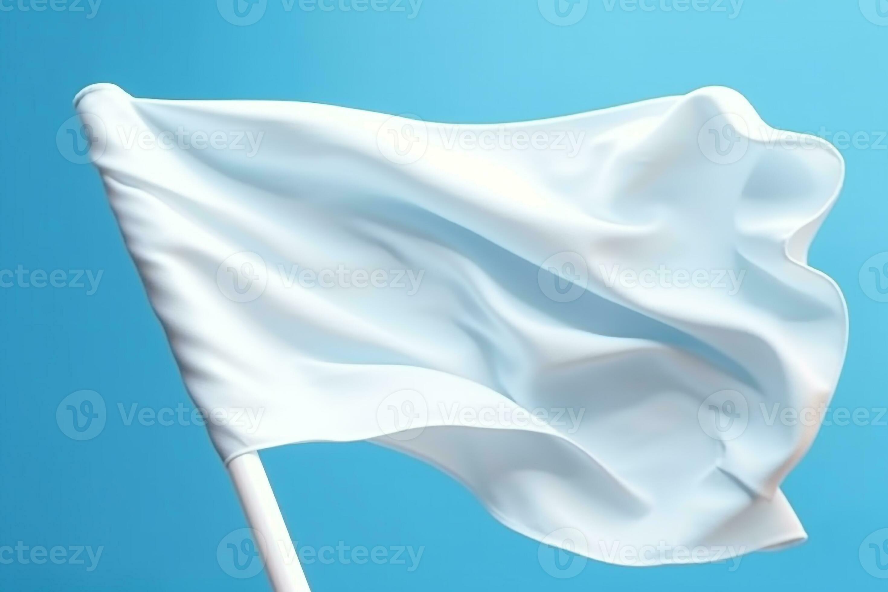 White flag waving isolated on blue pastel background.Generative Ai. 29556722 Stock Photo at Vecteezy