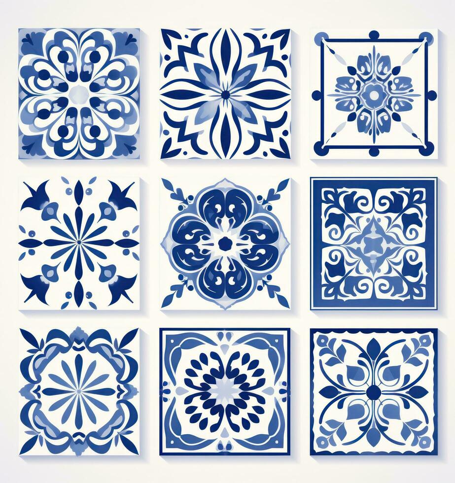 A blue tile pattern of watercolor tiles 29561106 Stock Photo at Vecteezy