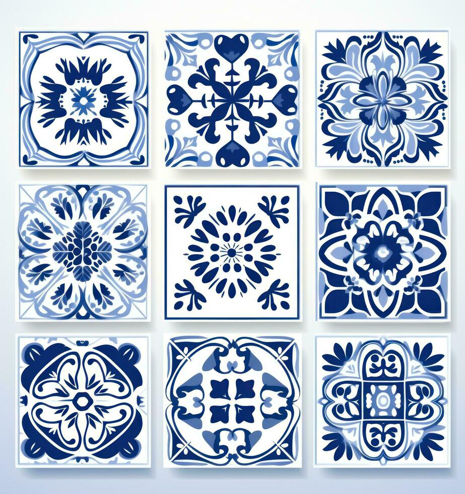A blue tile pattern of watercolor tiles 29561158 Stock Photo at Vecteezy