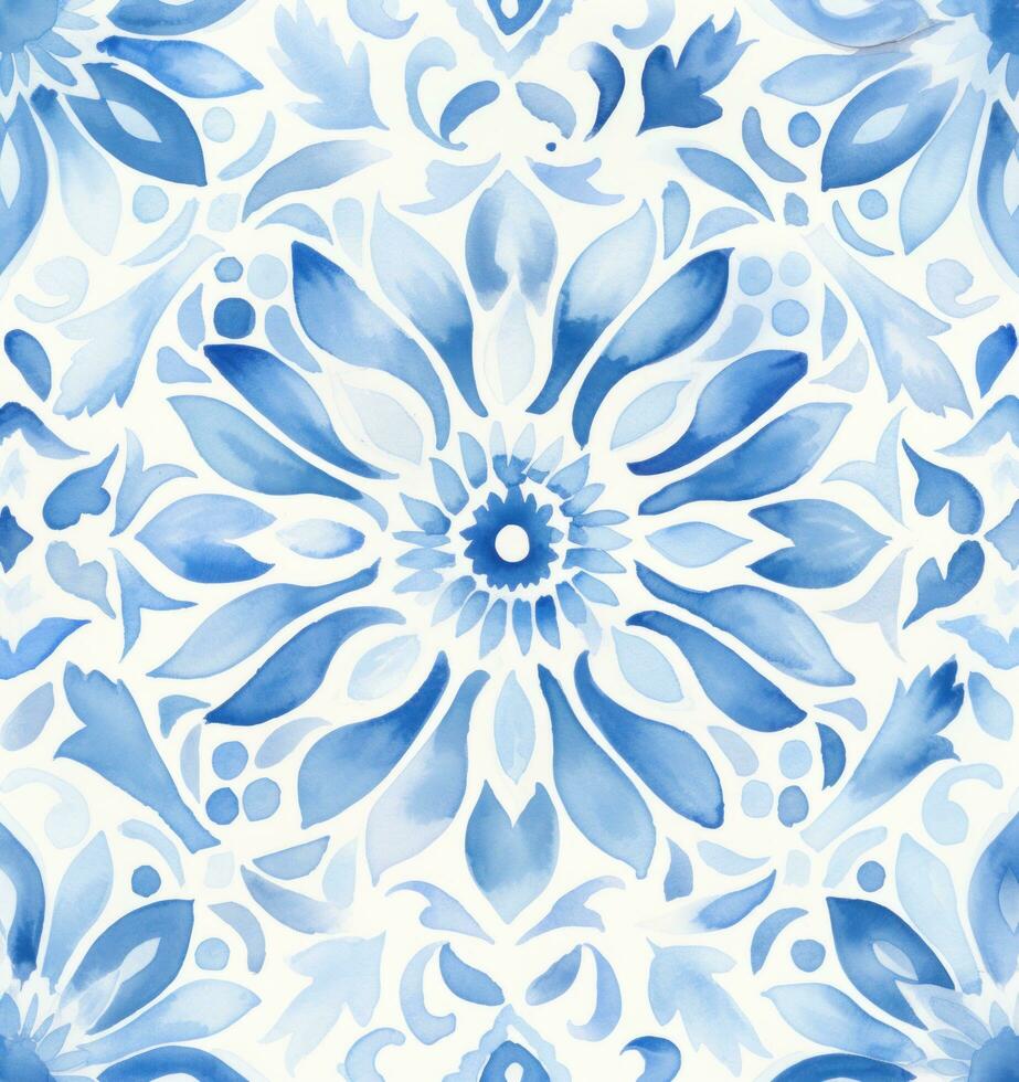 A blue tile pattern of watercolor tiles 29561180 Stock Photo at Vecteezy