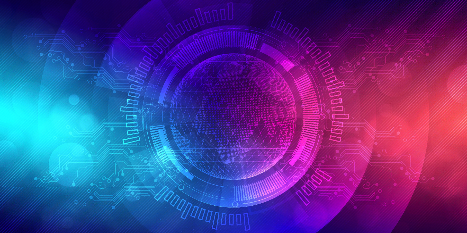 Abstract digital technology futuristic circuit blue pink background ...