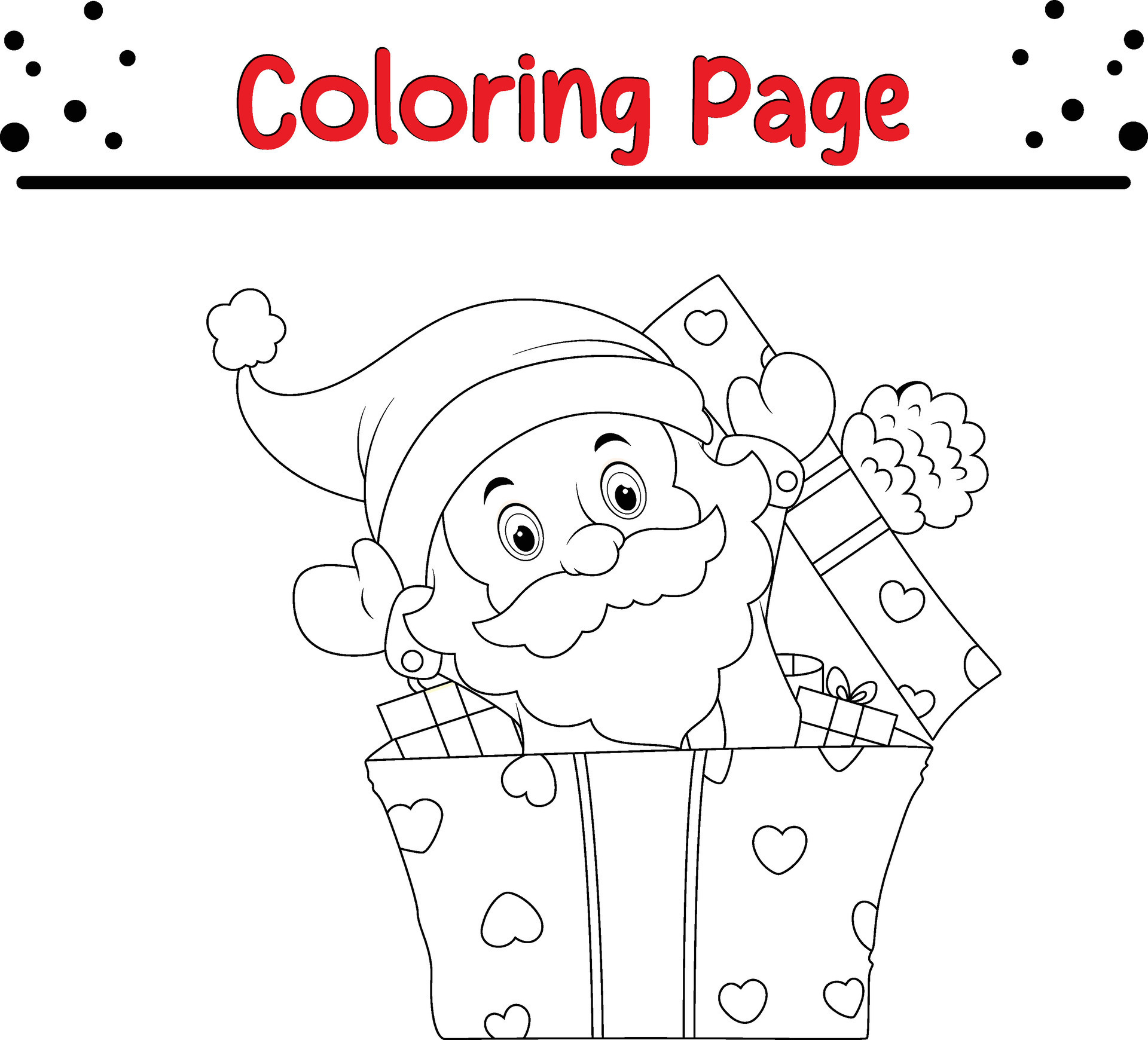 Happy Santa Claus coloring page. Cute Christmas coloring book for kids ...