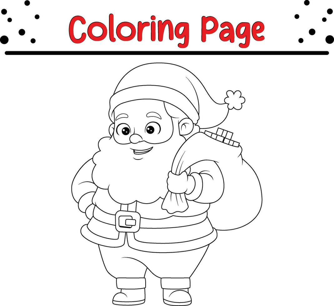 Happy Santa Claus coloring page. Cute Christmas coloring book for kids ...