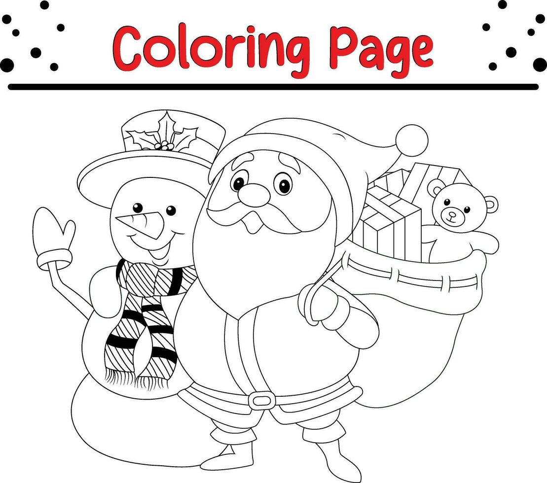 Happy Santa Claus coloring page. Cute Christmas coloring book for kids ...