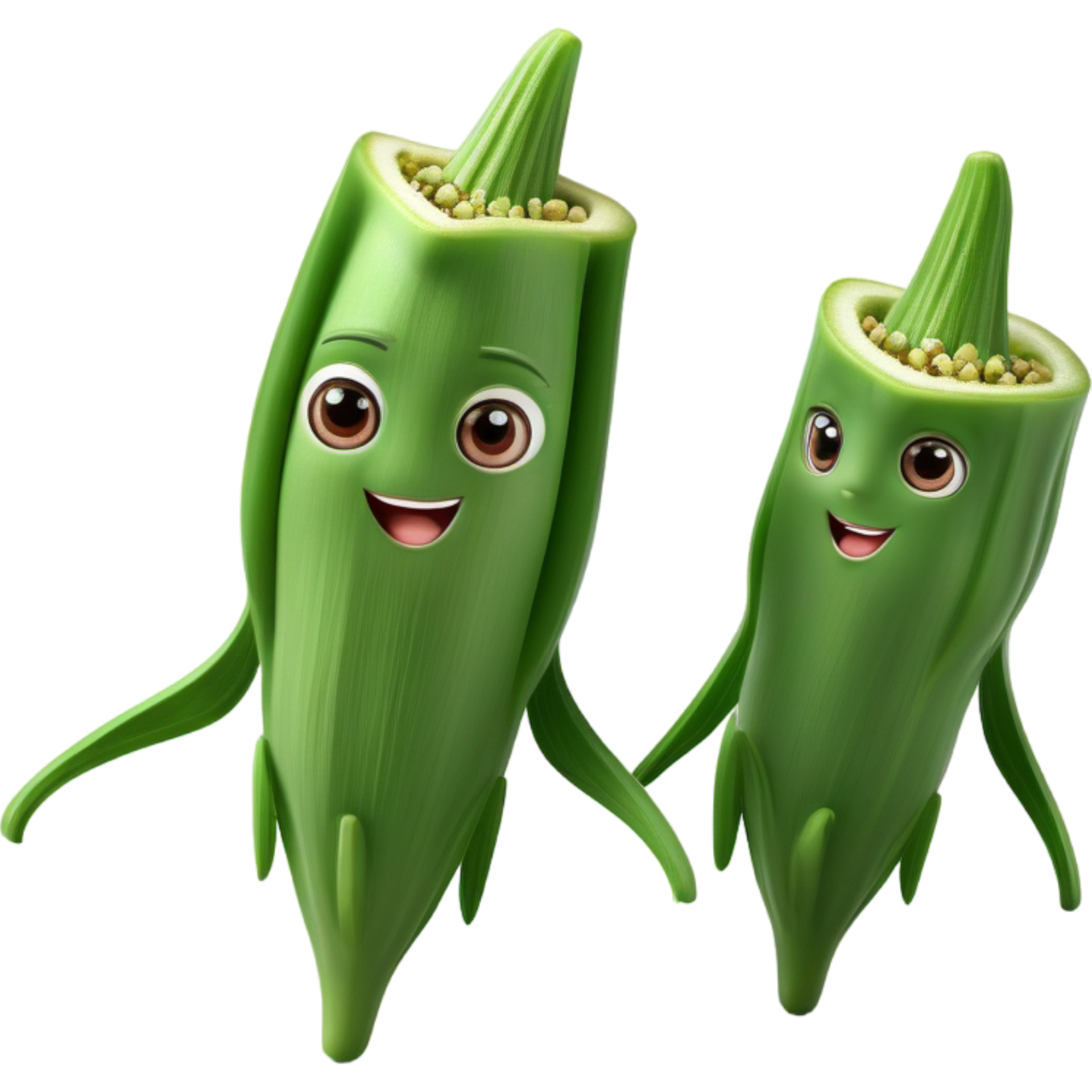 Green okra 3D illustration. AI Generative 29572243 PNG