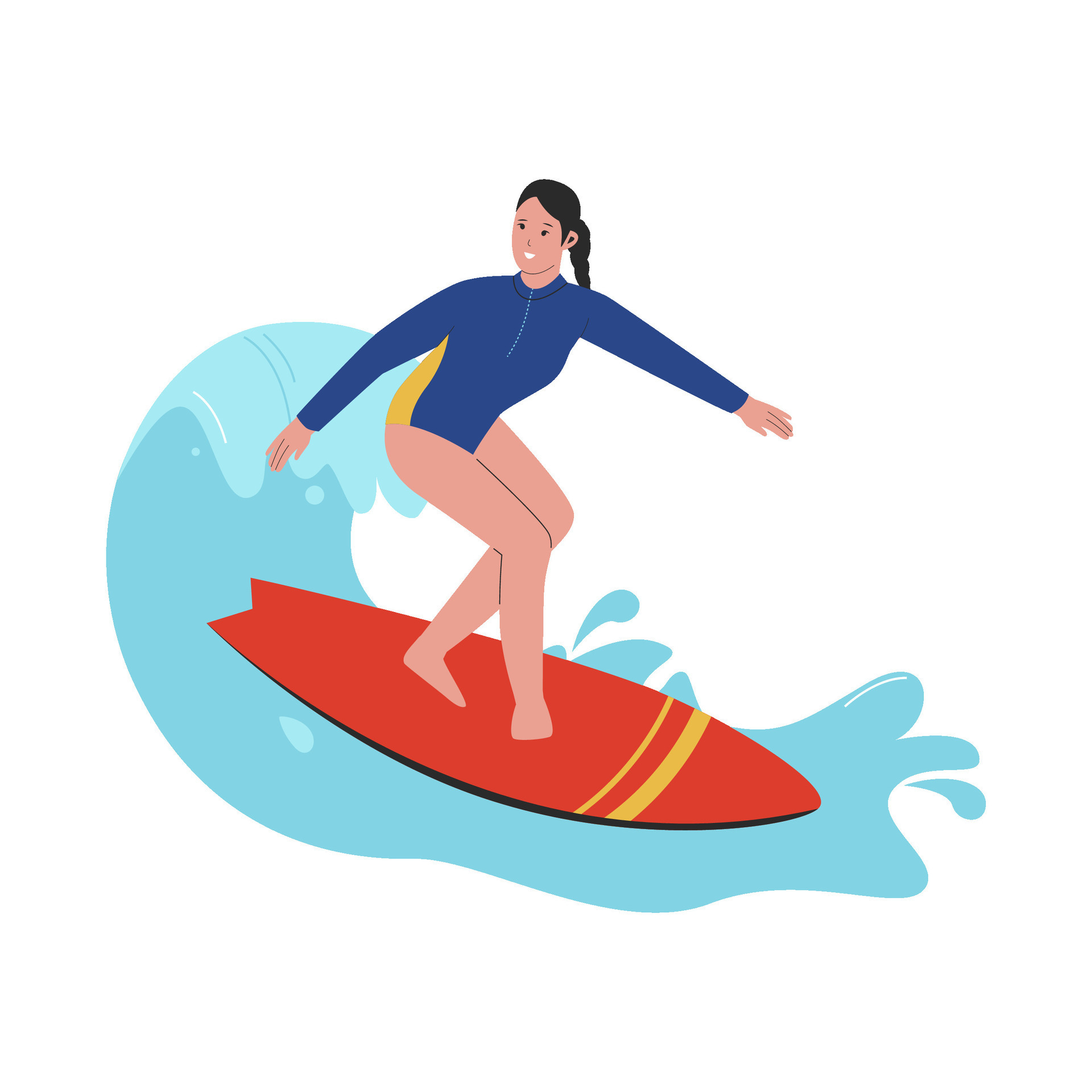 Woman surfing illustration. Flat design illustration 29579322 Vector ...