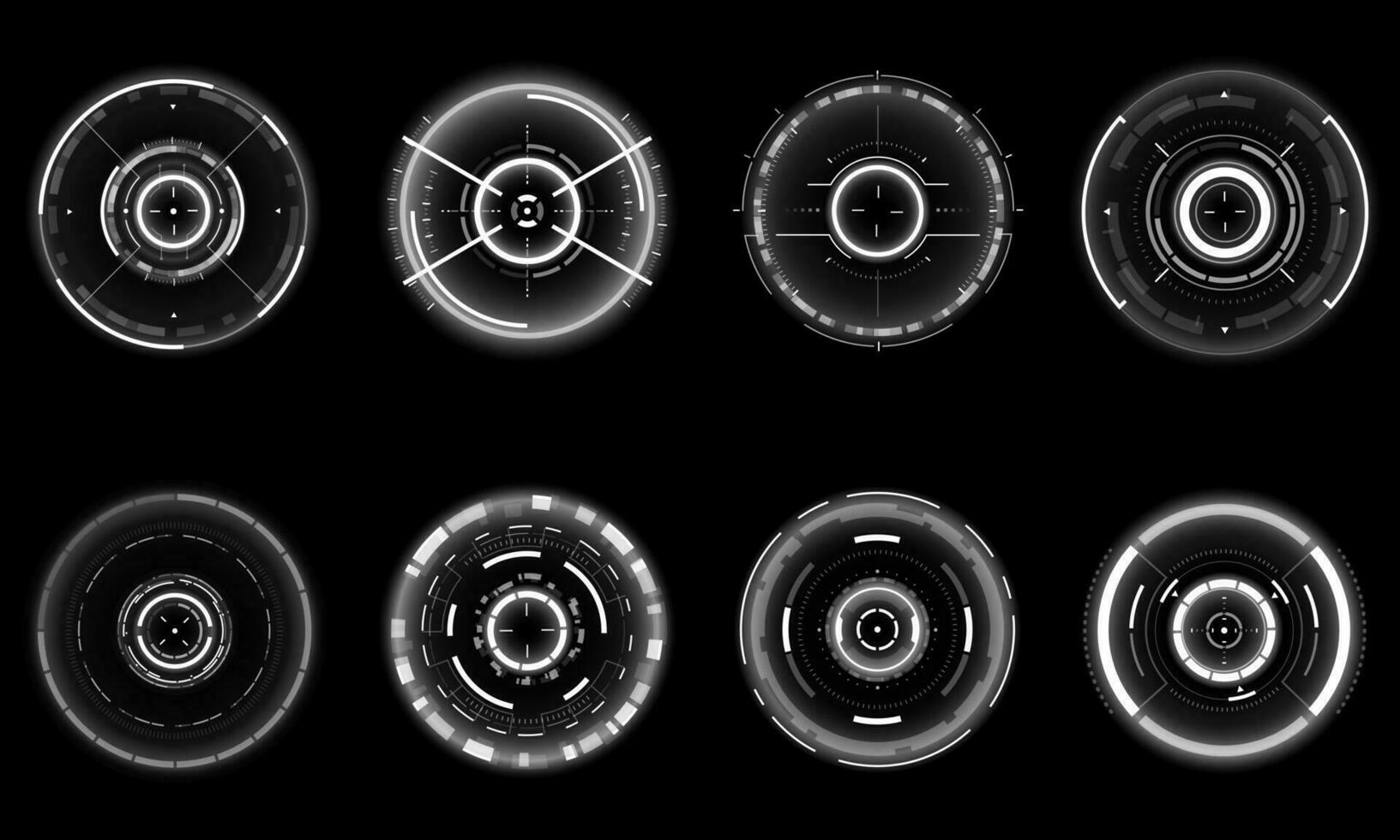 Set of sci fi grey white circle user interface elements technology futuristic design modern ...