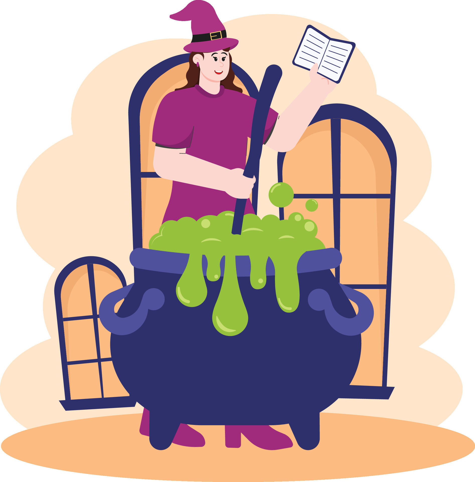 Witch Crafting Halloween Potion illustration 29584915 Vector Art at ...