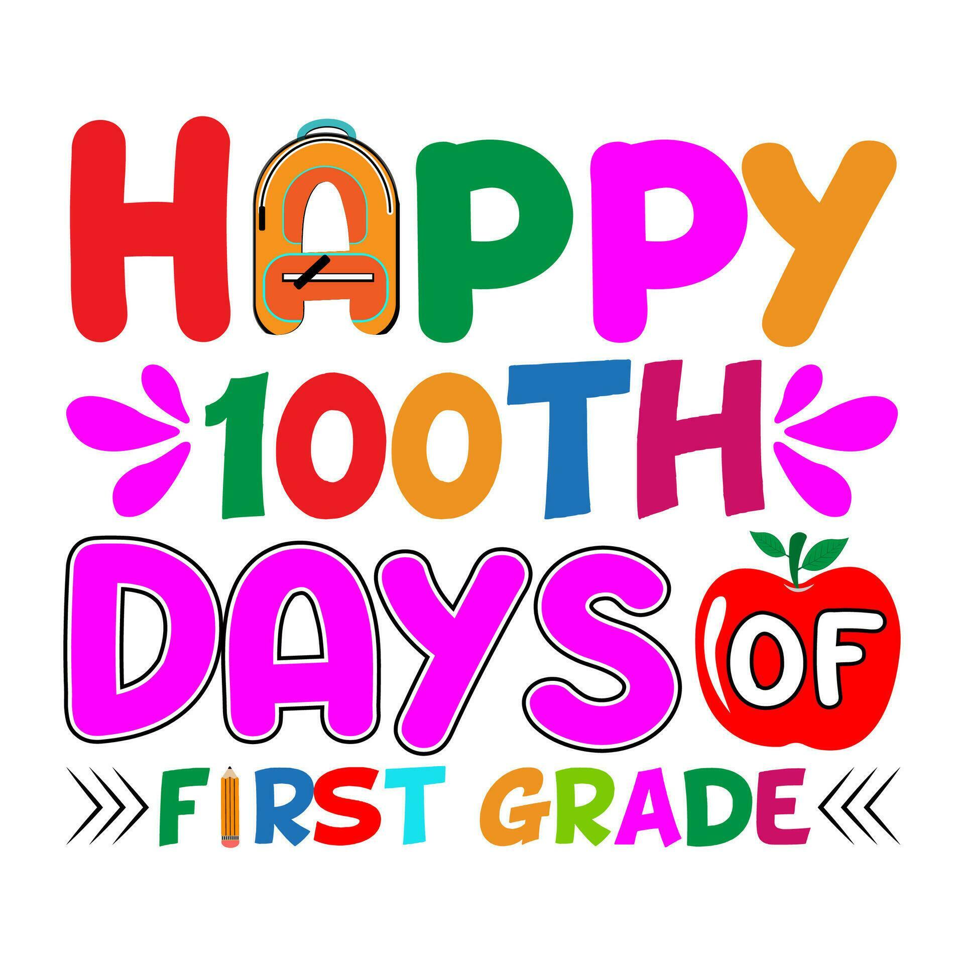 Happy 100 days of first grade. 100 days school T-shirt design. 29592945 ...