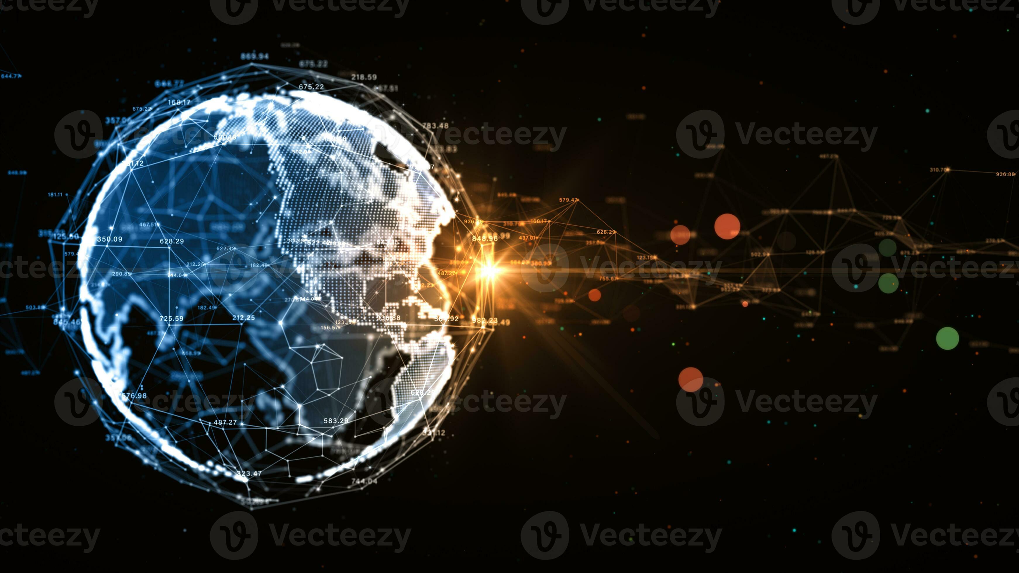 Technology Digital Data Network Connection, Big Data Blockchain Connection, Cyber Security ...