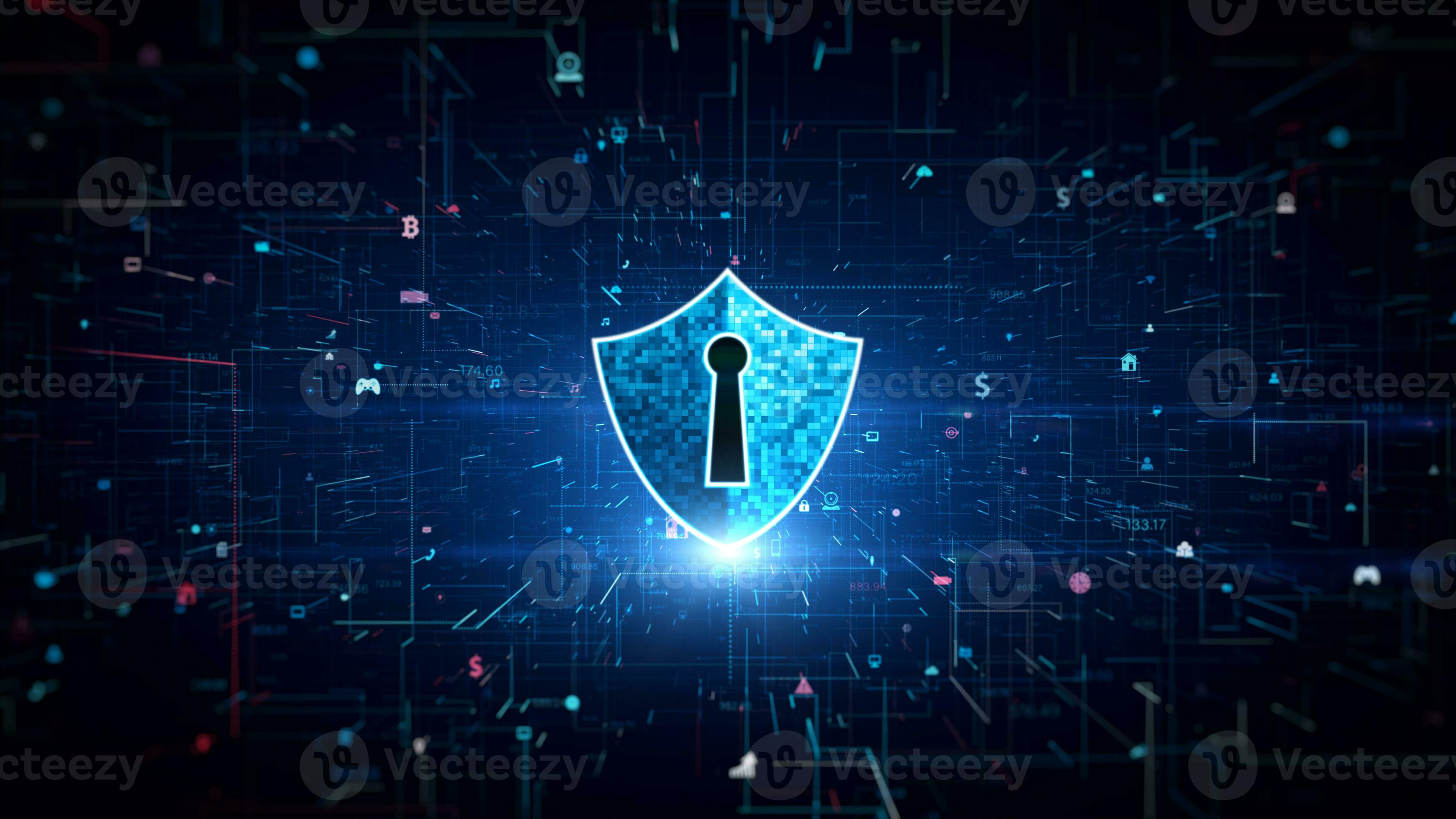 Blue Shield Icon Cyber Security, Digital Data Network Protection, Future Technology Digital Data ...