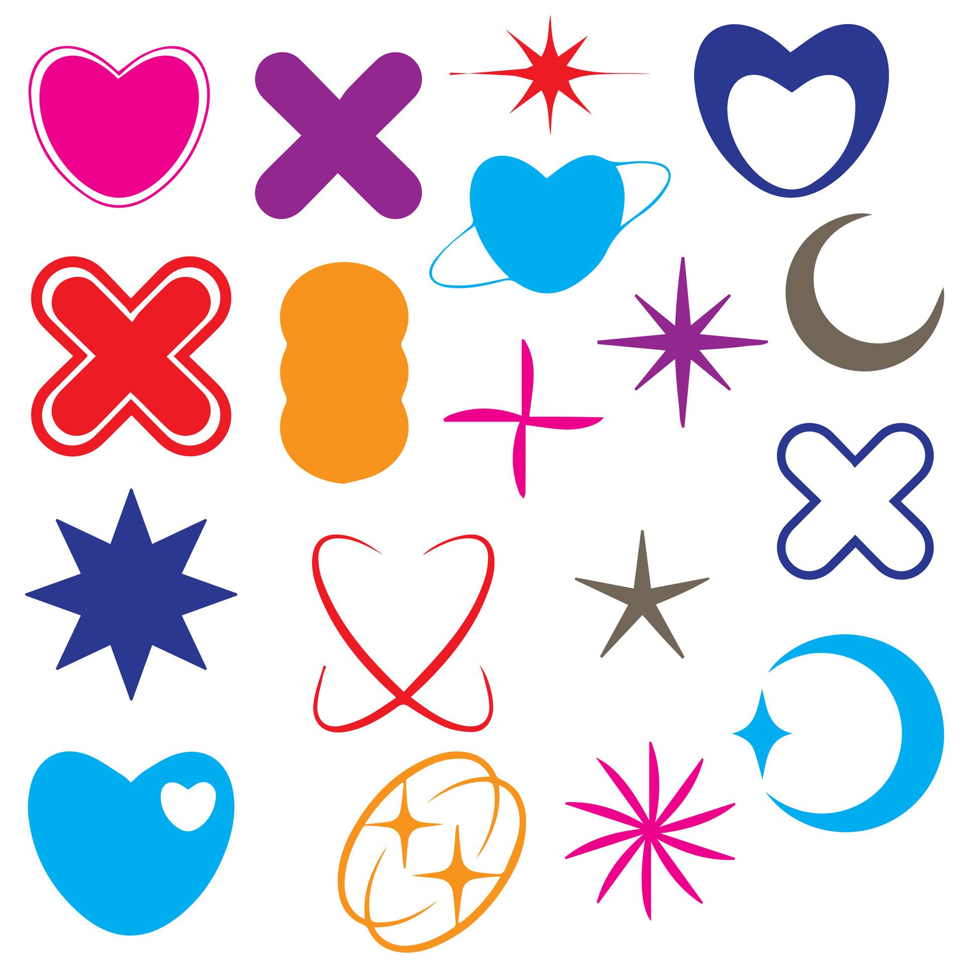 Vector set of Y2K stars, starburst and retro futuristic graphic ...