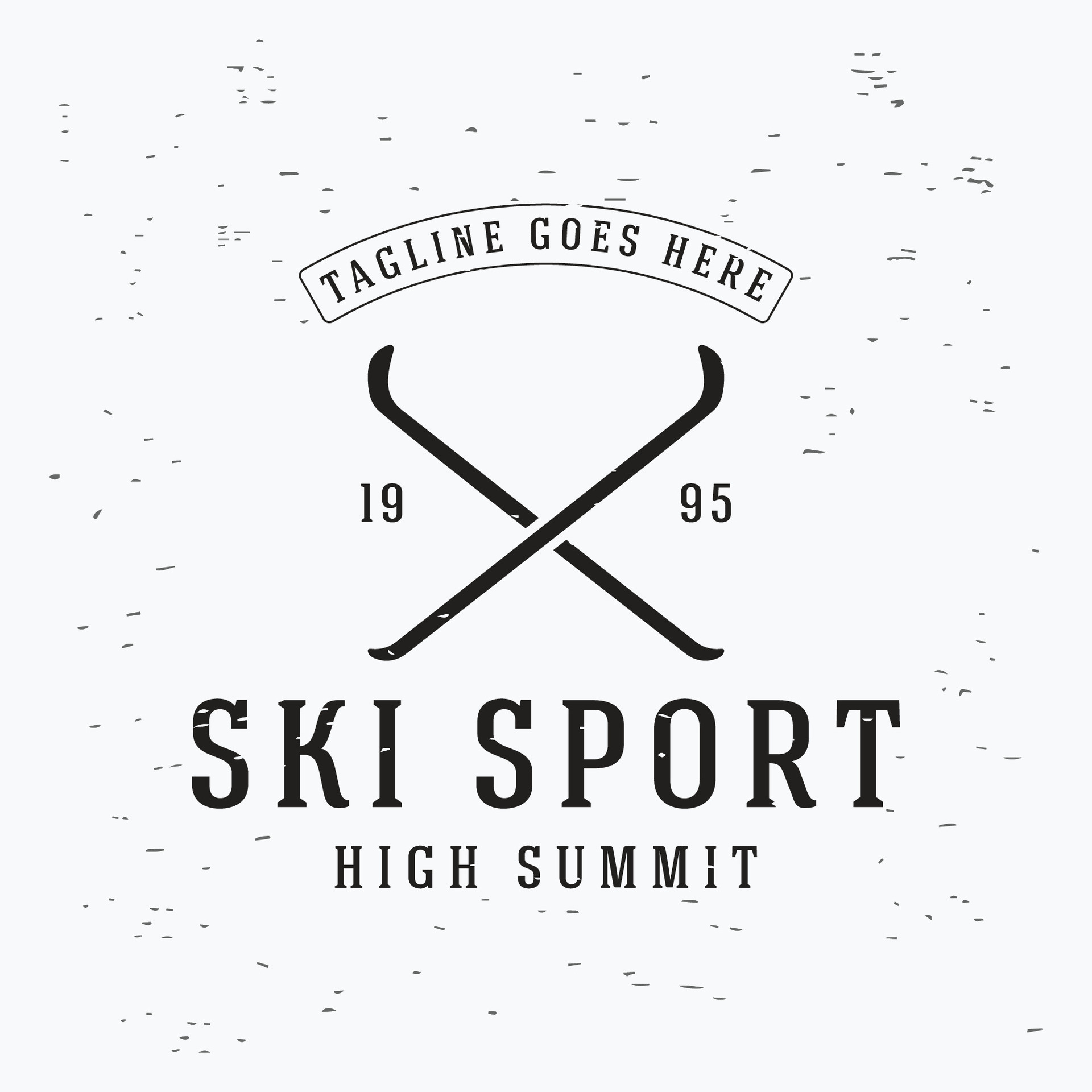 Retro ski sport template Logo element on vintage winter, with skis and ...