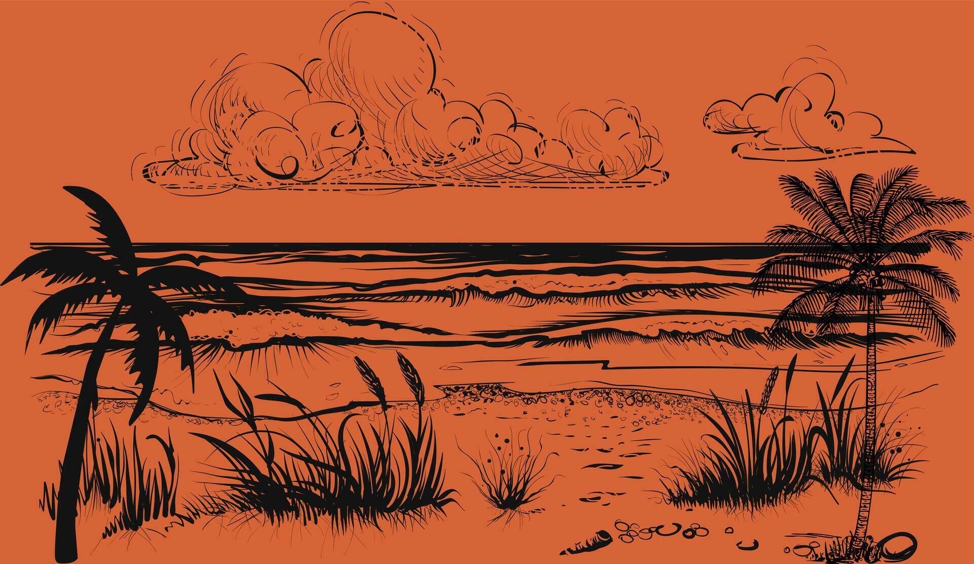 Sea beach illustration 29608326 Vector Art at Vecteezy