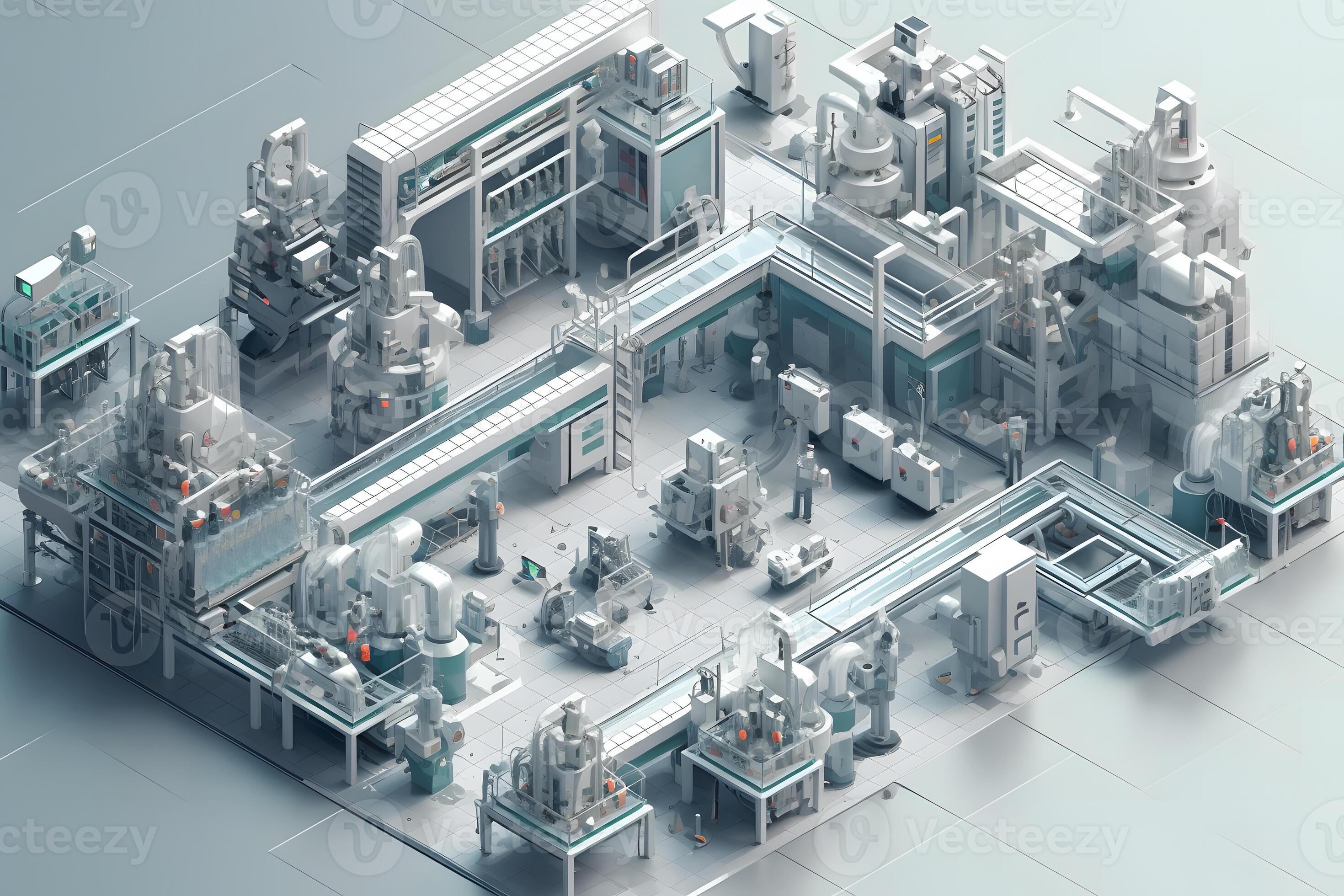 Pharmaceutical production isometric composition. Neural network AI generated 29609989 Stock ...