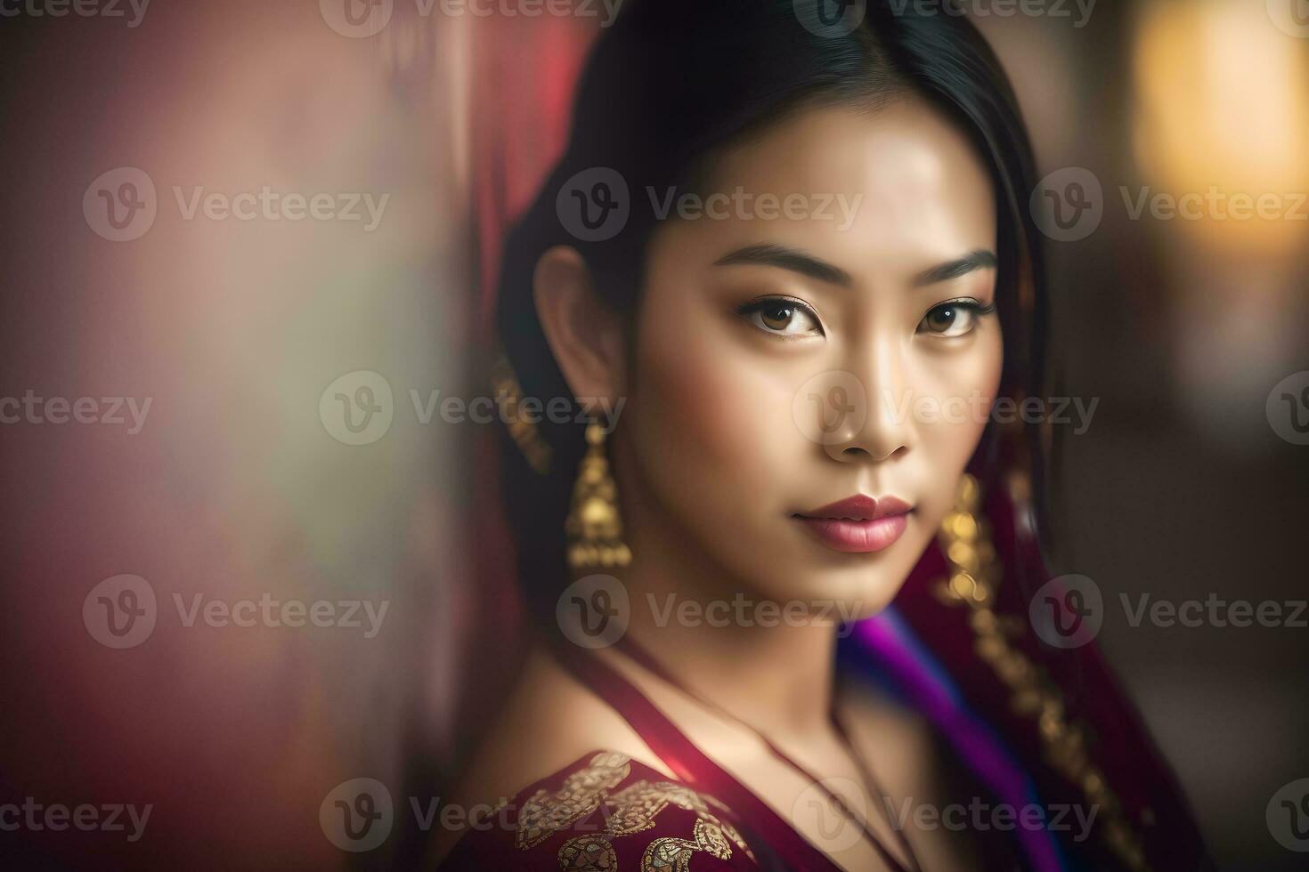 Portrait of a beautiful asian thai woman. Neural network AI generated 29611141 Stock Photo at ...