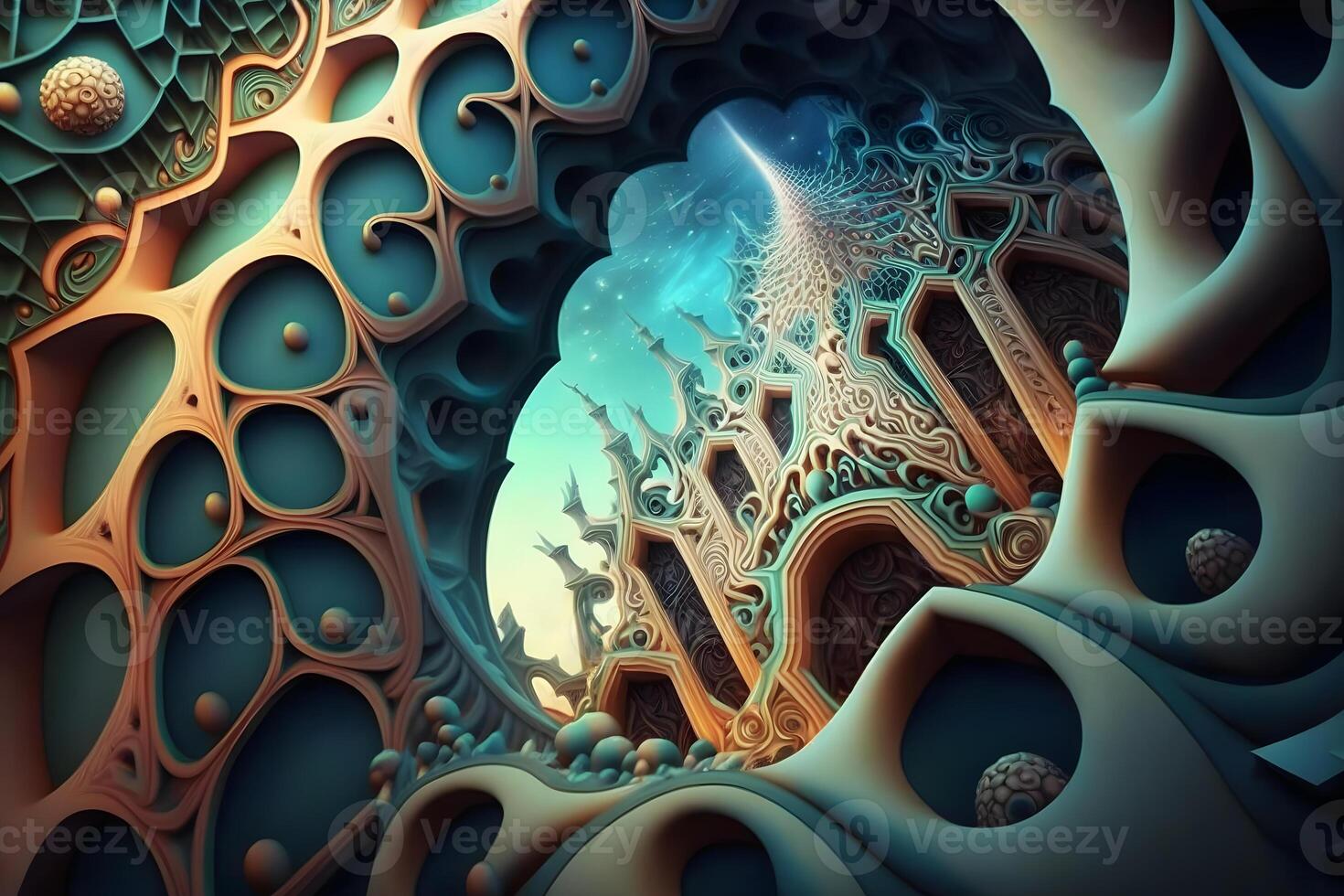 Fractal volumetric abstraction background. Neural network AI generated ... Fractal volumetric abstraction background. Neural network AI generated ...