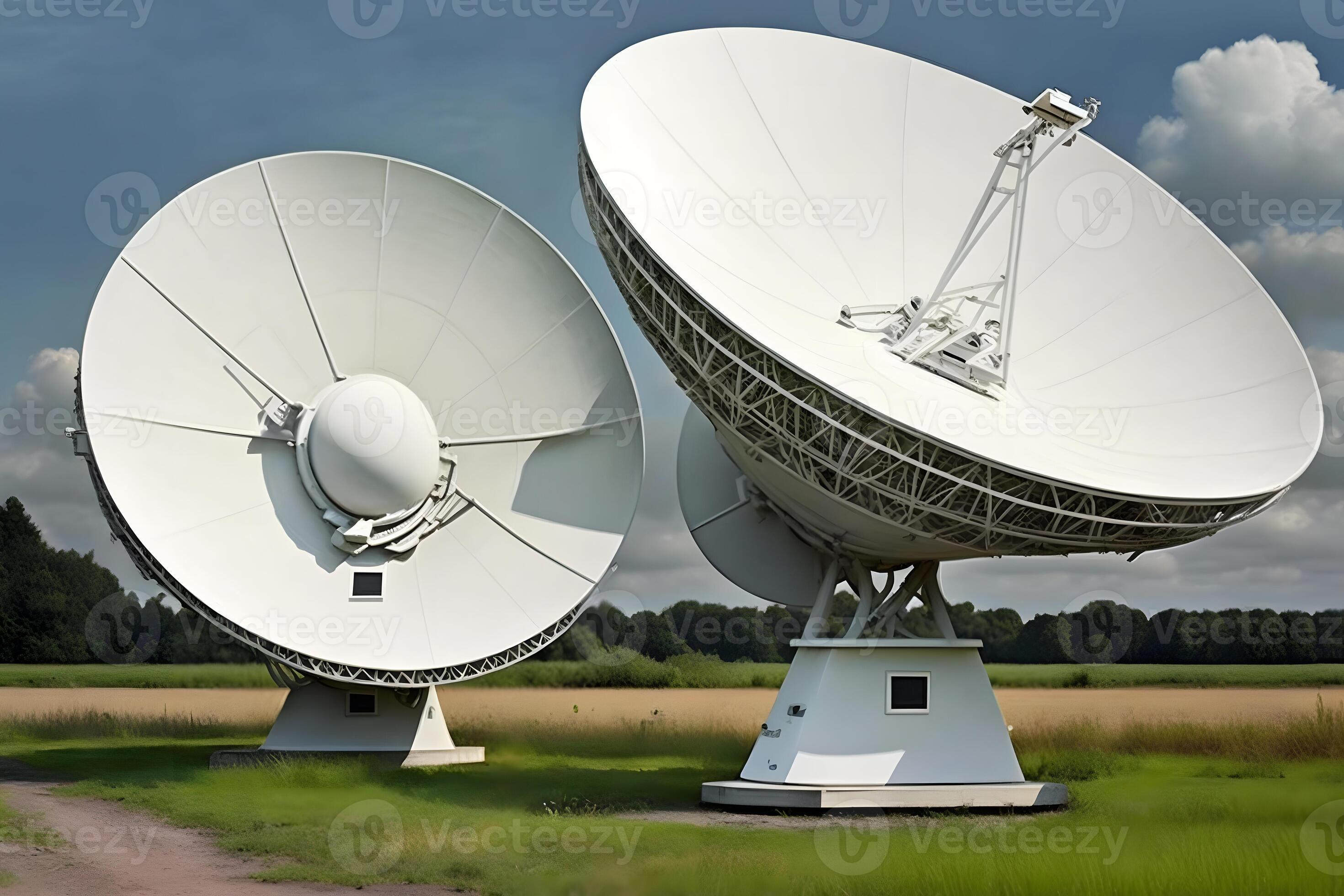 Group of radio telescope satellite dishes. VLA Very Large Array in ...