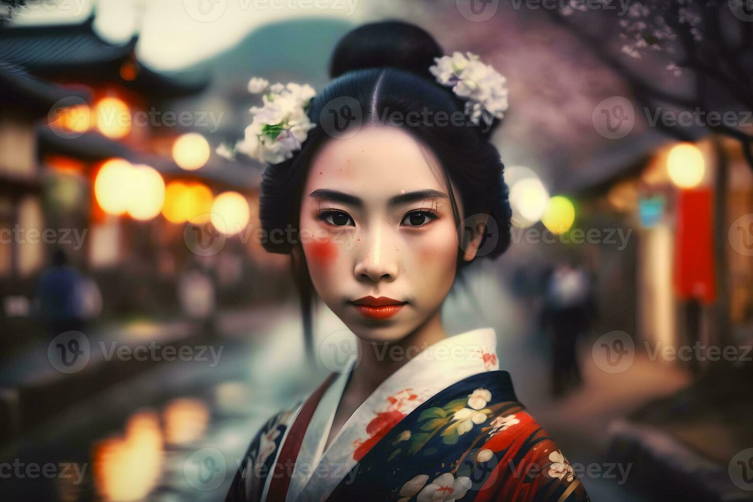 Portrait of a Japanese woman in national clothes. Neural network AI generated 29617335 Stock ...